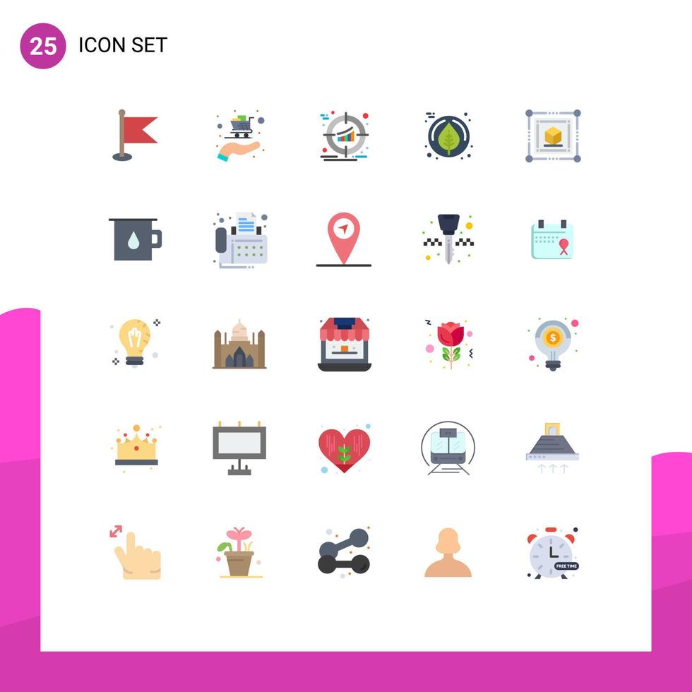 Mobile Interface Flat Color Set Of 25 Pictograms Of Web Box Management Thanksgiving Leaf