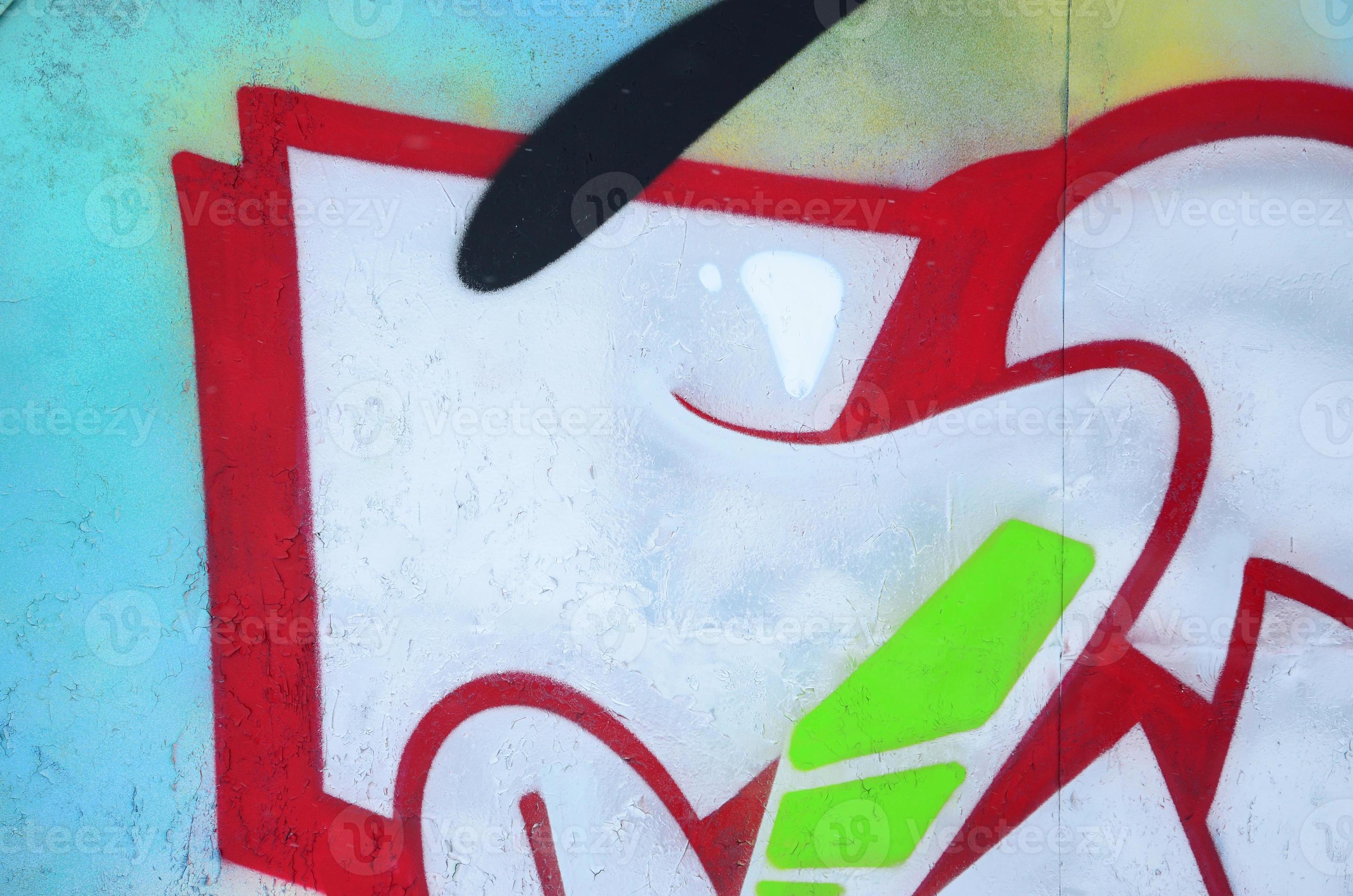 fragmento de primer plano de un dibujo de graffiti aplicado a la pared ...