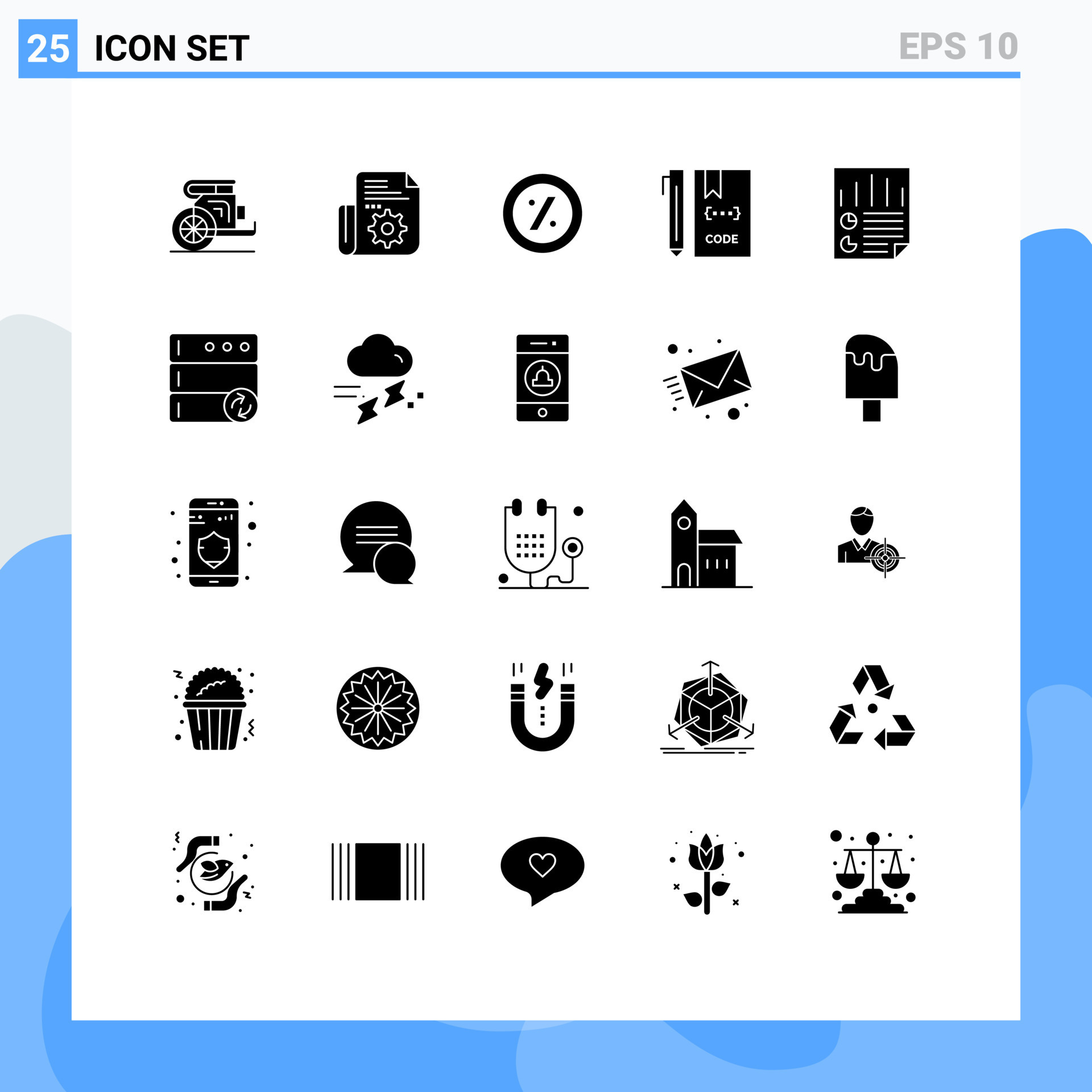 Stock Vector Icon Pack of 25 Line Signs and Symbols for data ...