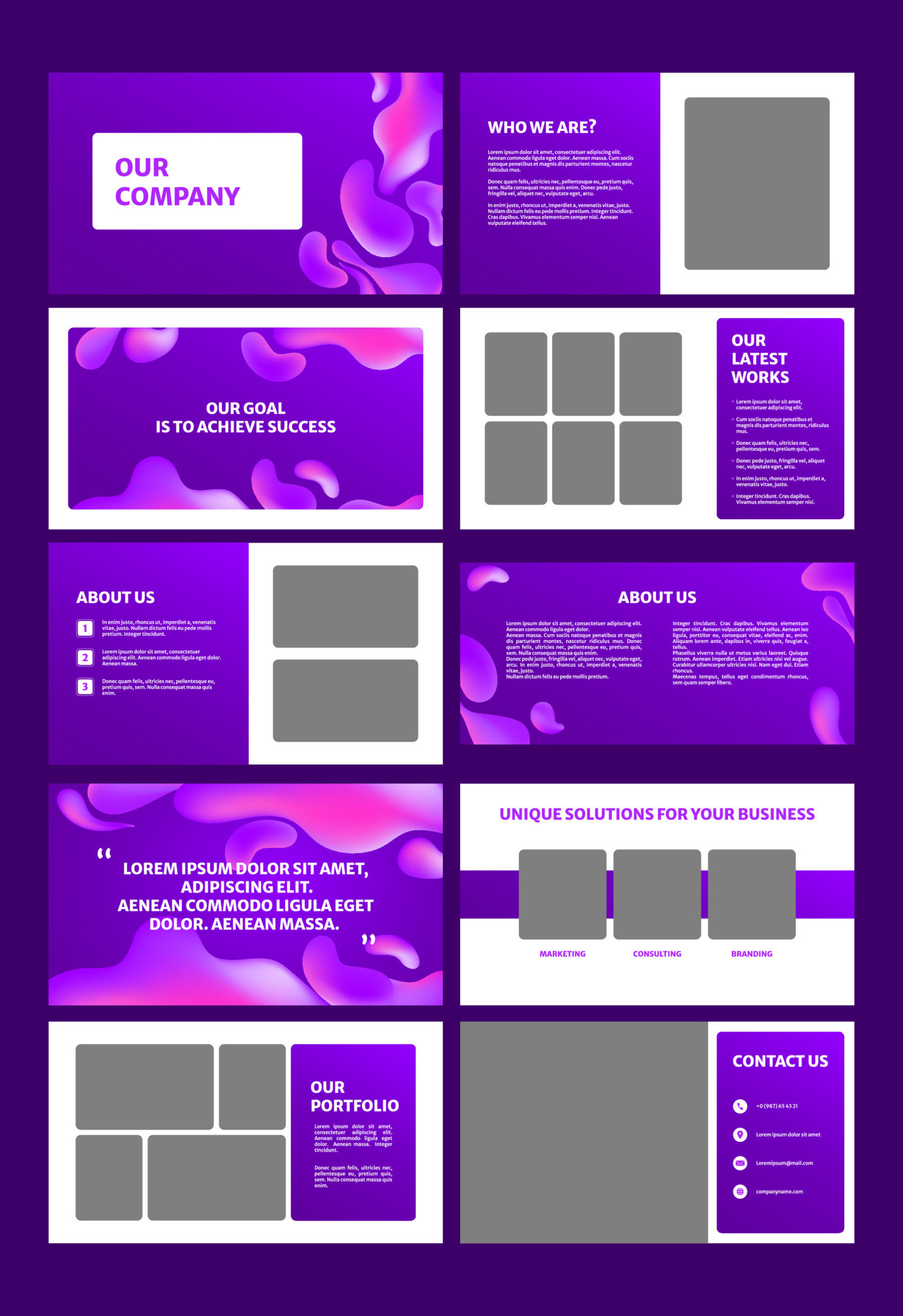 Set Of Modern Powerpoint Presentation Template Presentation Design