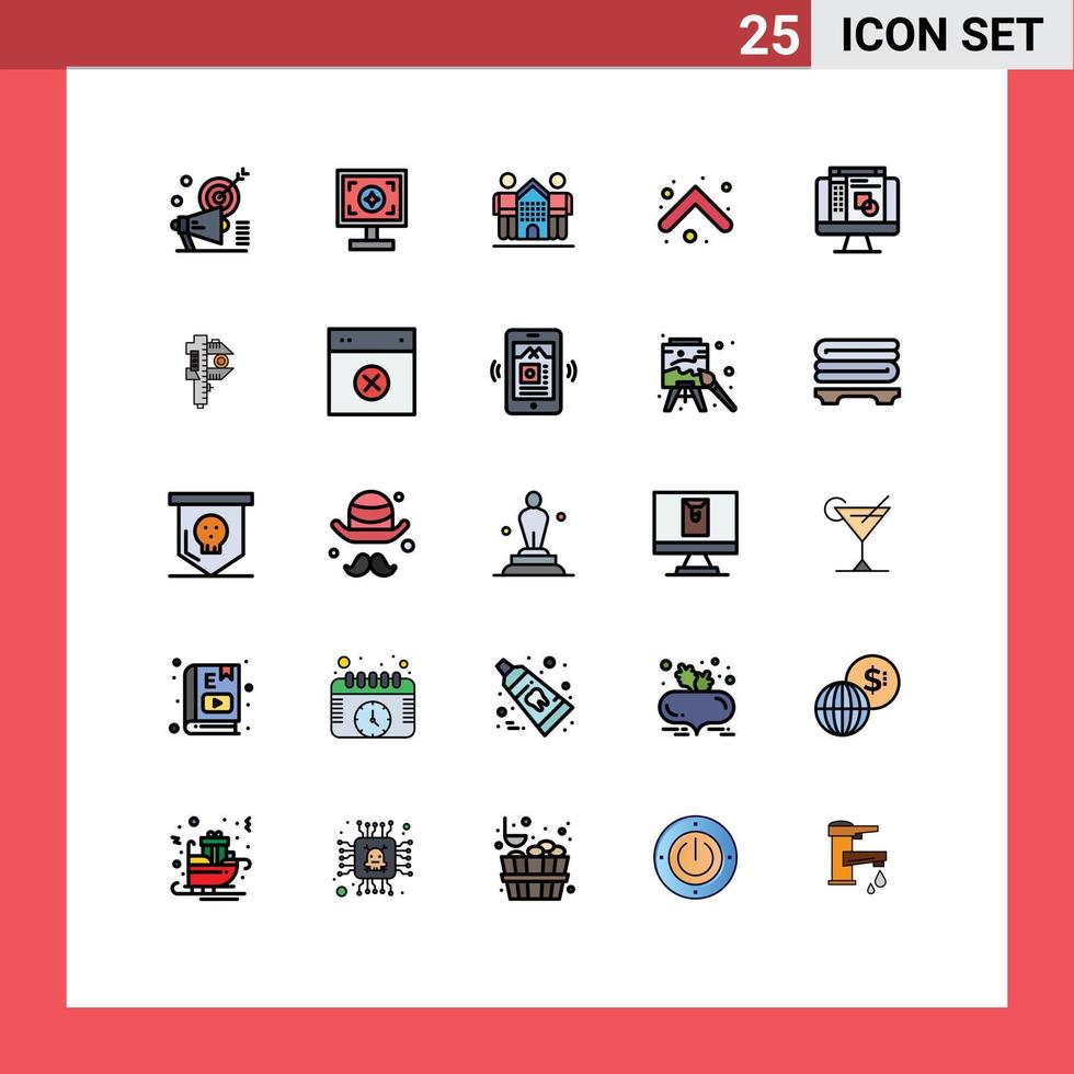 Mobile Interface Filled Line Flat Color Set Of 25 Pictograms Of Direction Arrows Print Arrow