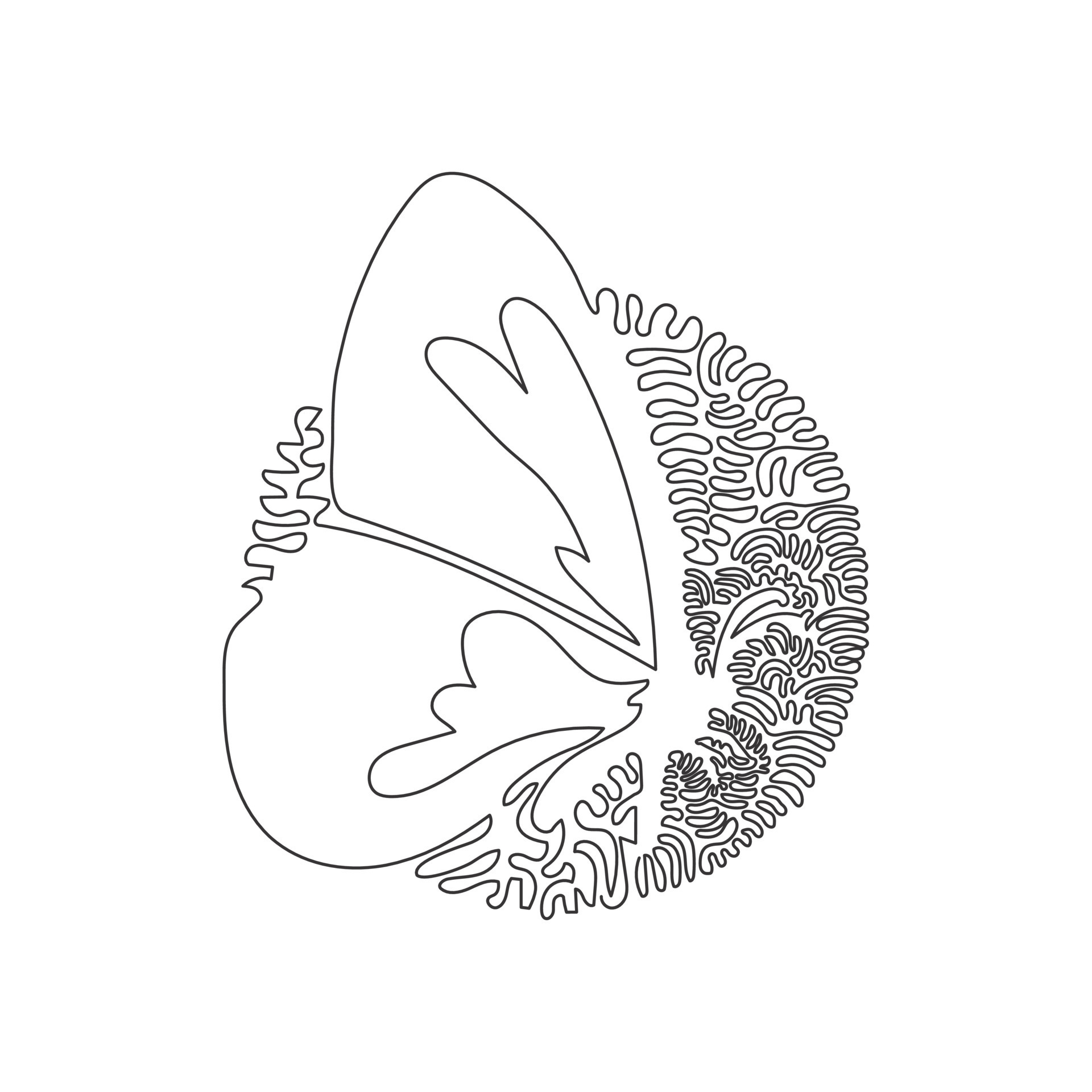 Single One Curly Line Drawing Of Unique Insect Abstract Art Continuous Line Draw Graphic Design