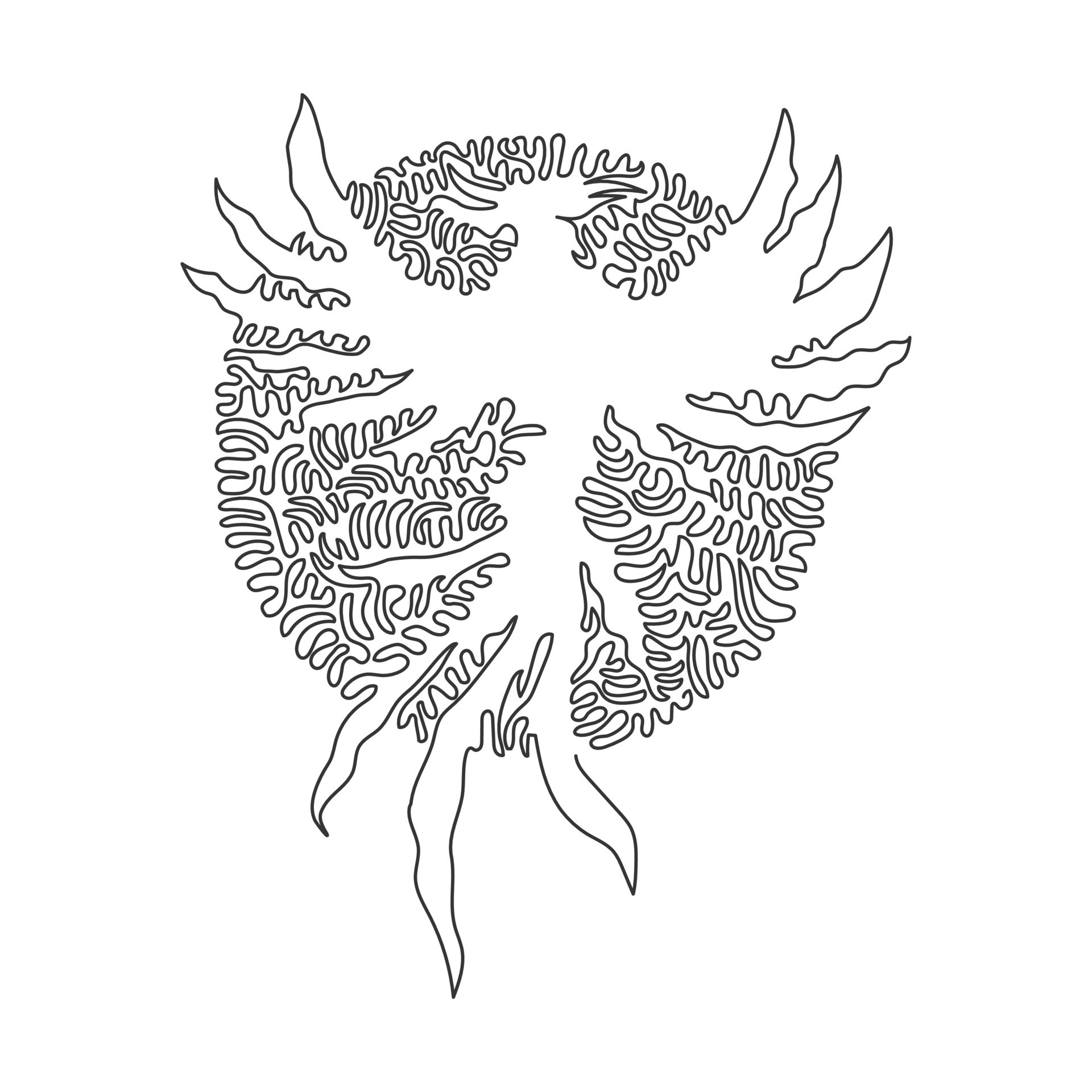 Continuous One Curve Line Drawing Of Huge Mysterious Bird Abstract Art Single Line Editable