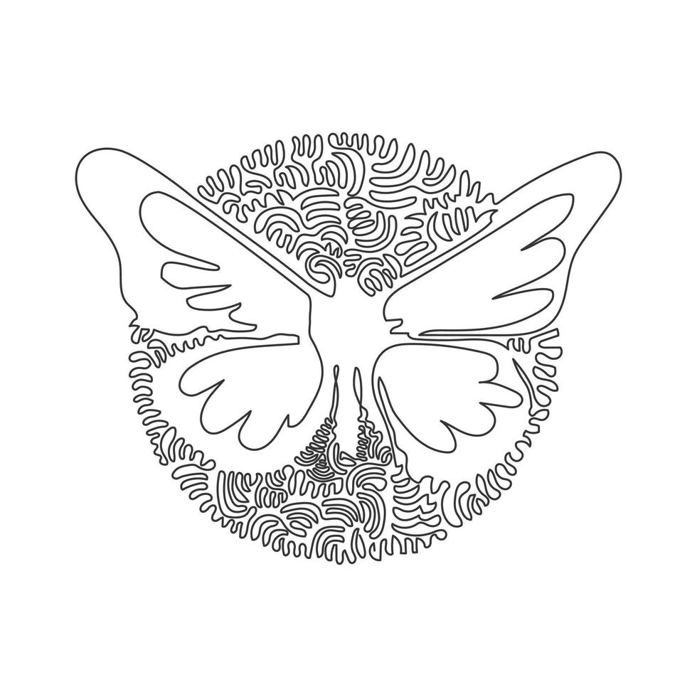 Continuous One Curve Line Drawing Of Insects With Large Wings Abstract Art In Circle Single