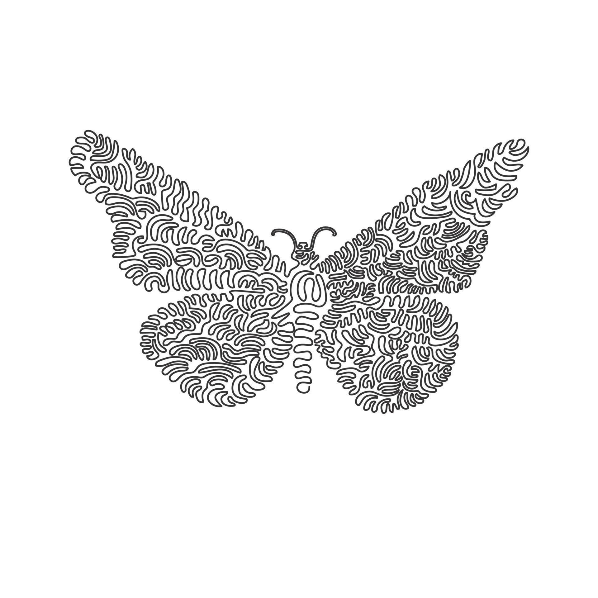 Continuous Curve One Line Drawing Of Adorable Butterfly Curve Abstract Art Single Line Editable