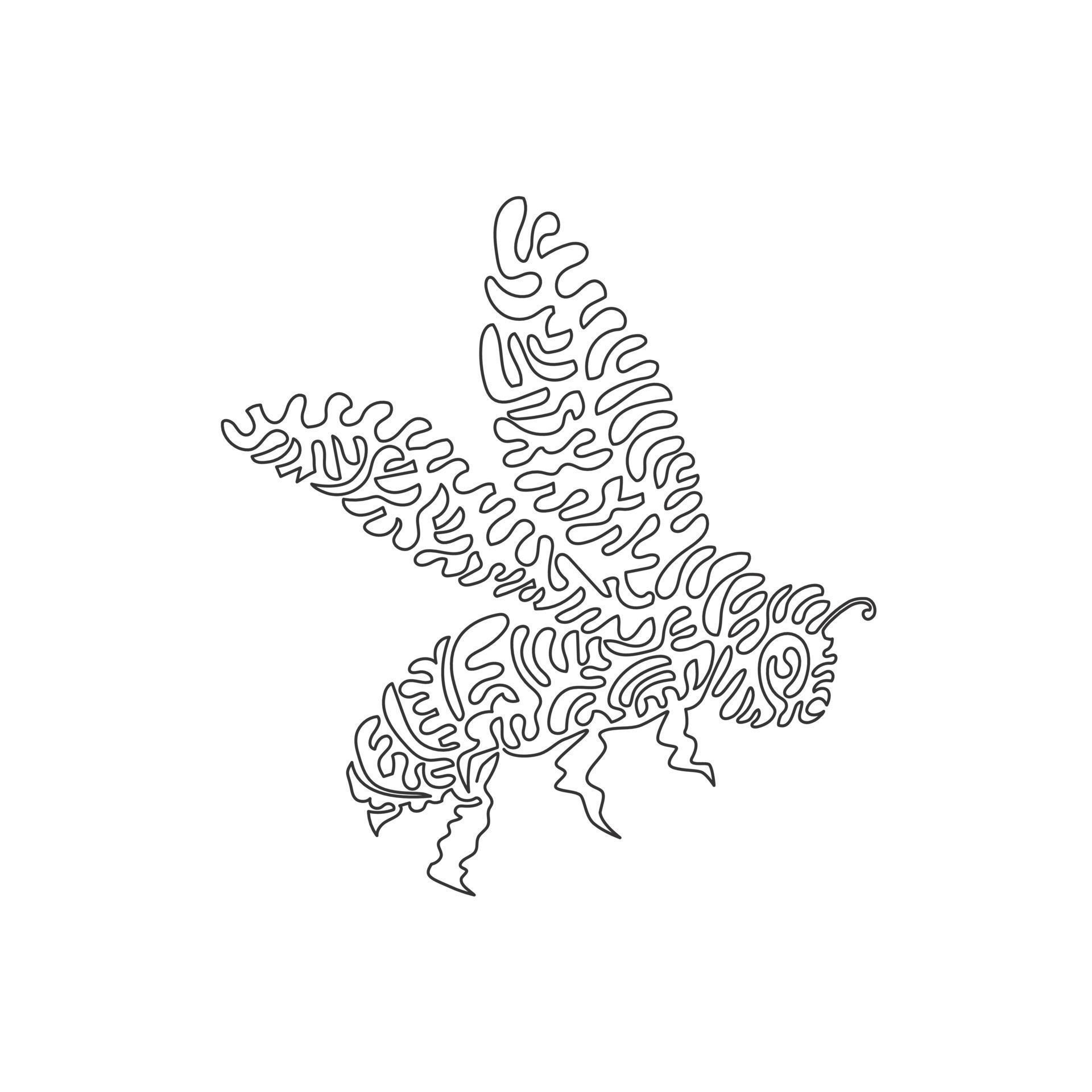 Continuous Curve One Line Drawing Of Beautiful Flying Bee Curve Abstract Art Single Line