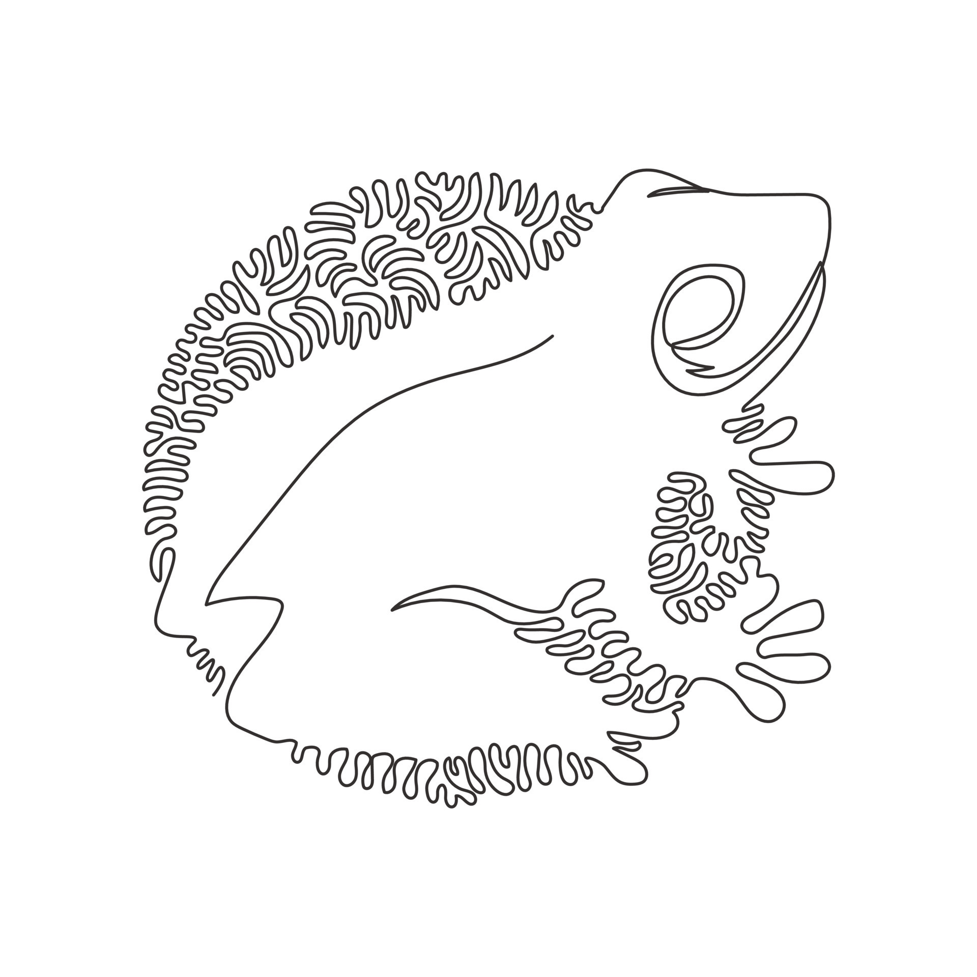 Continuous One Curve Line Drawing Of Funny Frog Abstract Art In Circle Single Line Editable