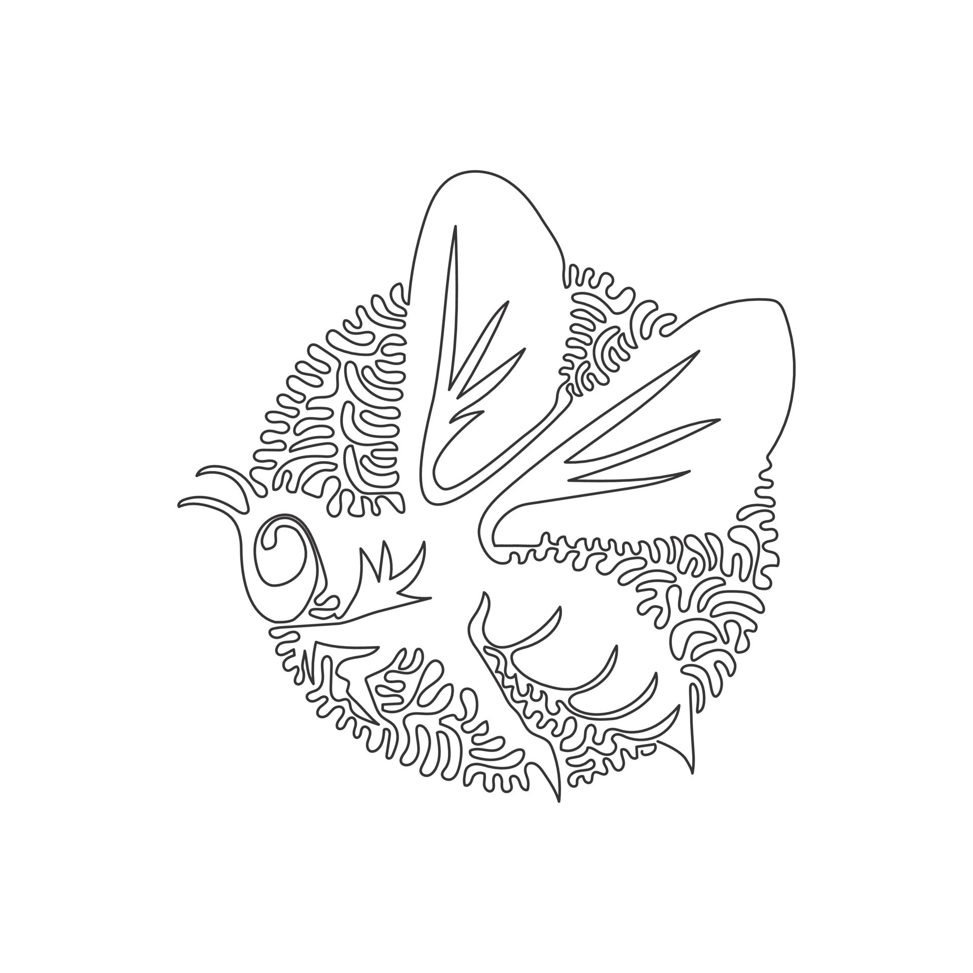 Continuous Curve One Line Drawing Of Flying Bee Abstract Art In Circle