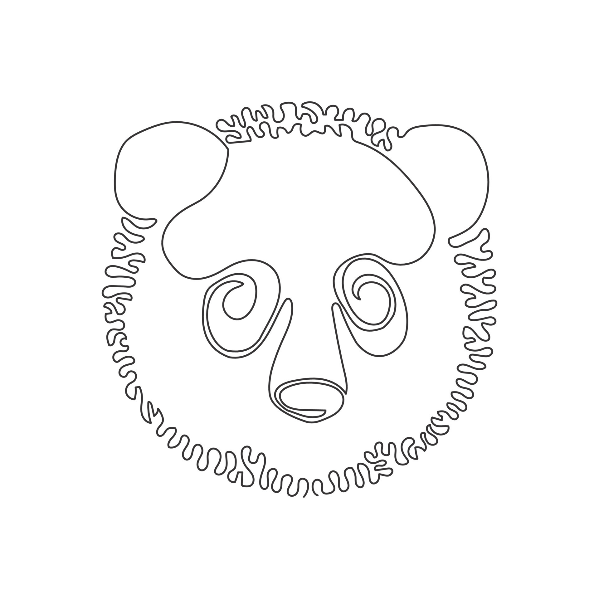 Continuous One Curve Line Drawing Of Ferocious Bear Abstract Art In Circle Single Line Editable