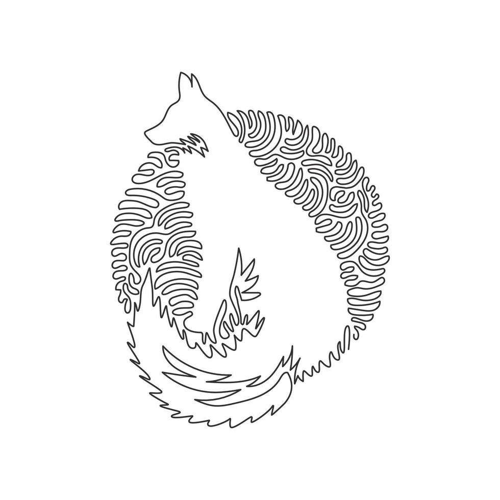 Continuous Curve One Line Drawing Of Cute Sitting Fox Curve Abstract Art Single Line Editable
