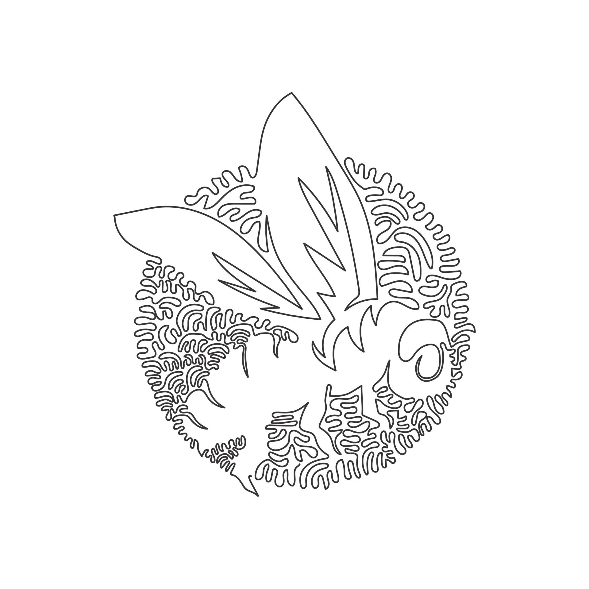 Continuous One Curve Line Drawing Of Exotic Bee Abstract Art In Circle Single Line Editable