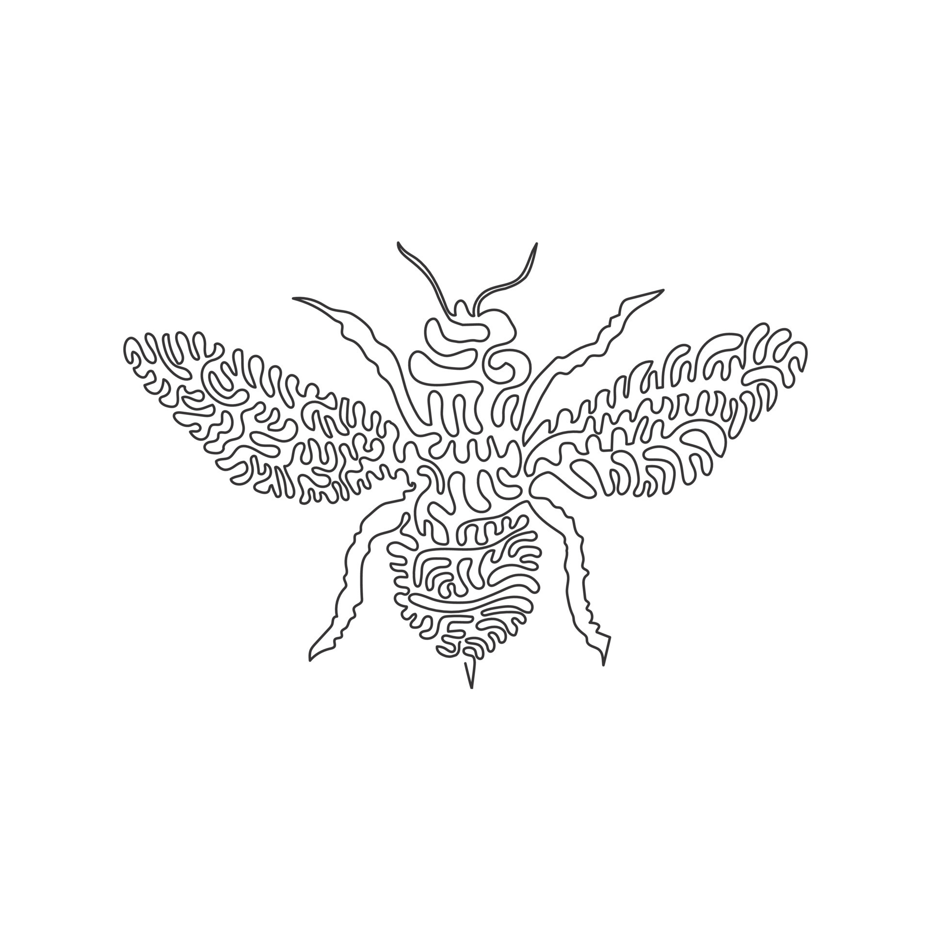 Single One Line Drawing Of Adorable Bee Flying Abstract Art Continuous