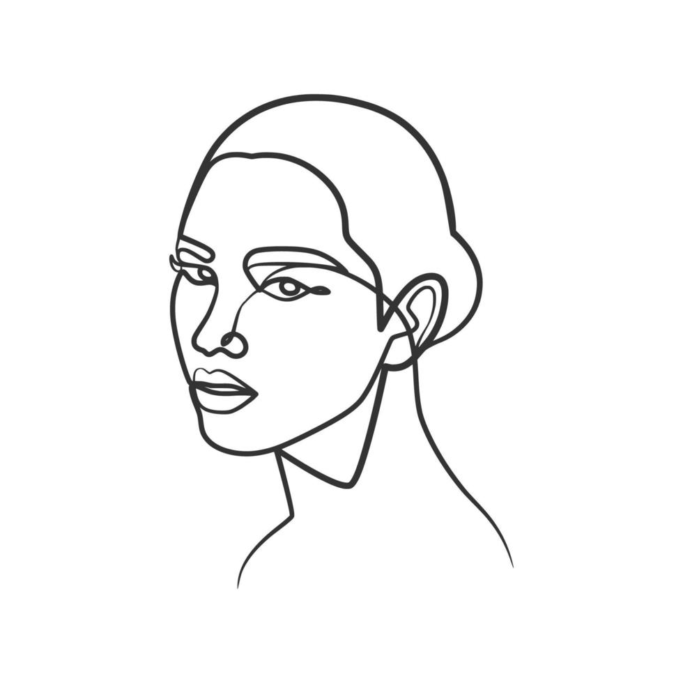 Woman Face Continuous Line Drawing 17286743 Vector Art At Vecteezy