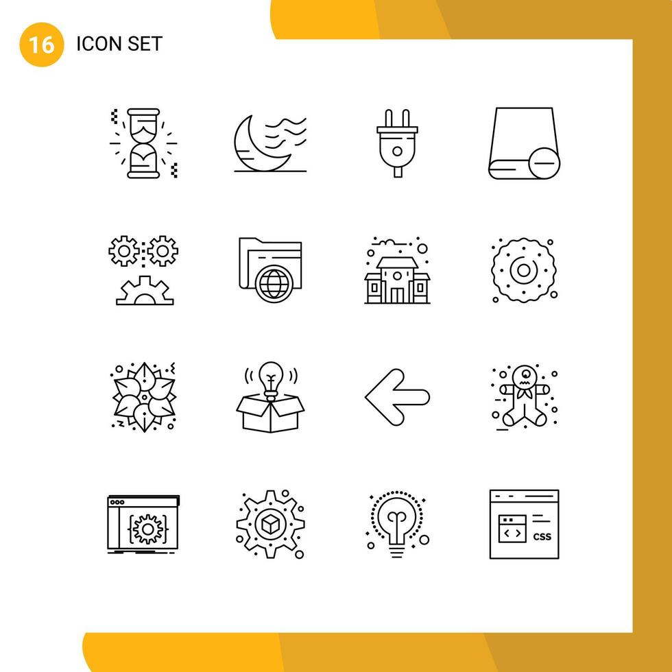 16 User Interface Outline Pack Of Modern Signs And Symbols Of Applied Science Gadget Electric