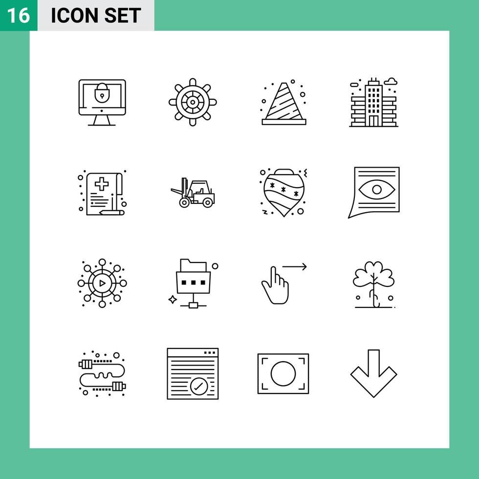 16 User Interface Outline Pack of modern Signs and Symbols of health ...