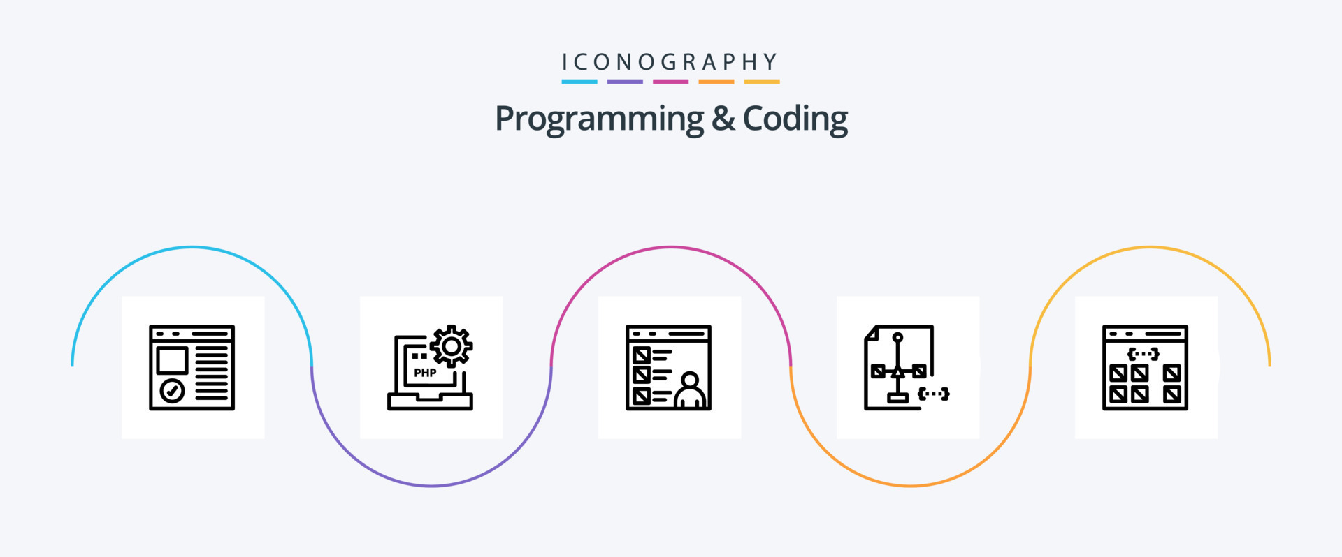 Programming And Coding Line 5 Icon Pack Including Development Coding Development Development