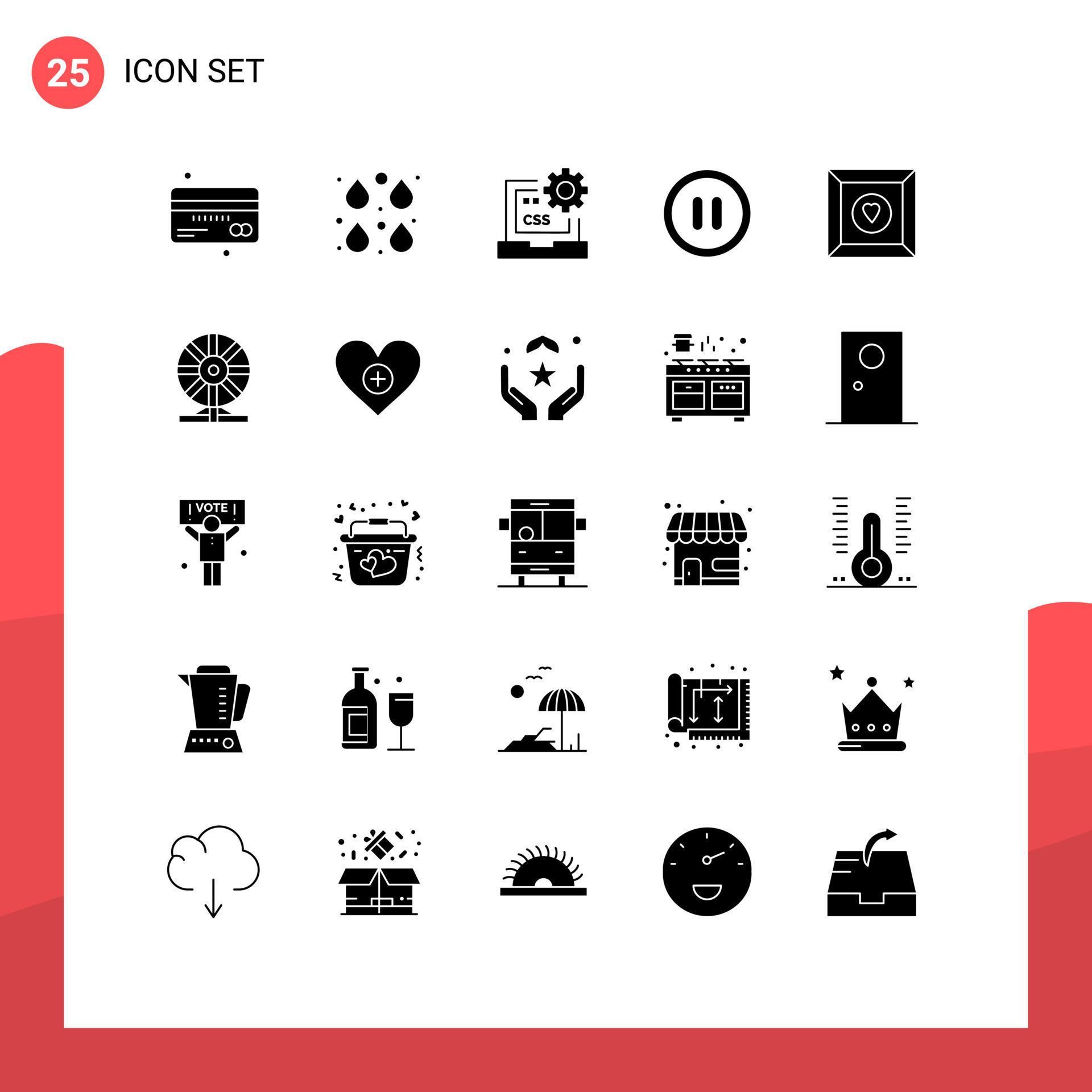 25 Thematic Vector Solid Glyphs and Editable Symbols of user interface ...