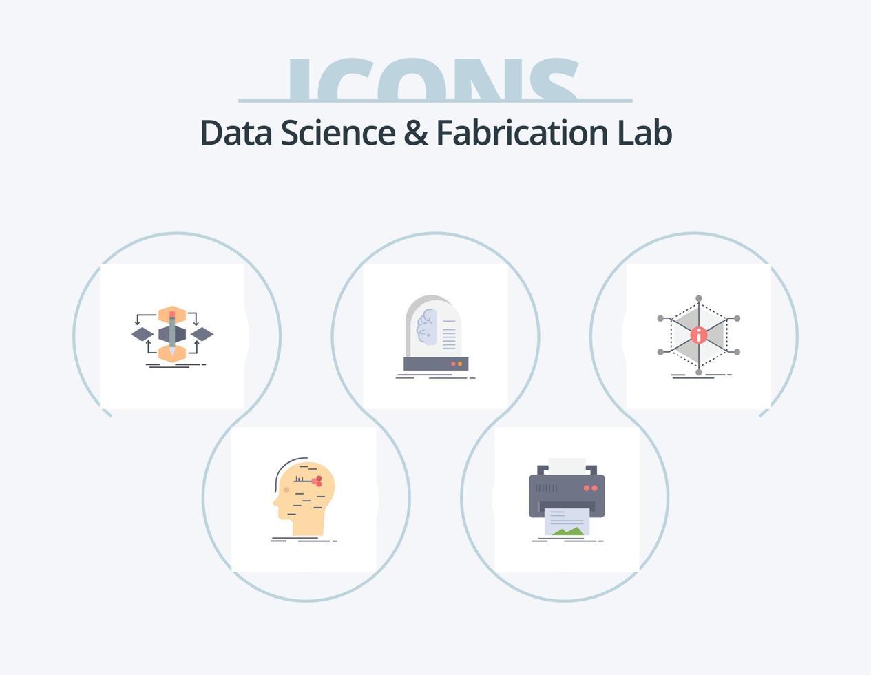 Data Science And Fabrication Lab Flat Icon Pack 5 Icon Design. future ...