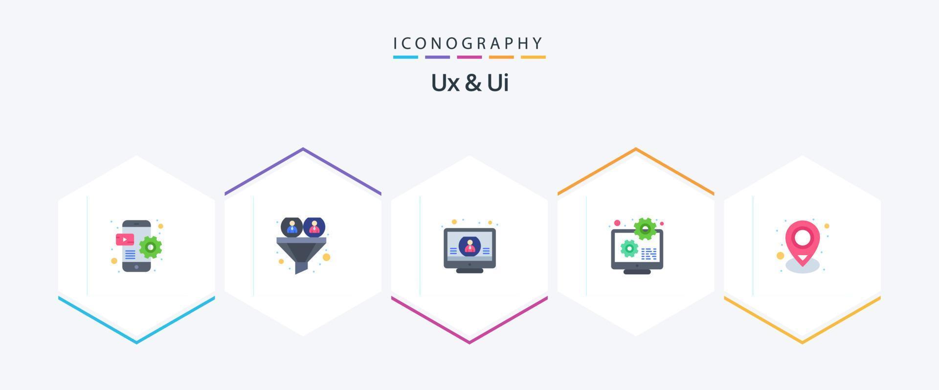 Ux And Ui 25 Flat icon pack including code. laptop. user. configuration ...