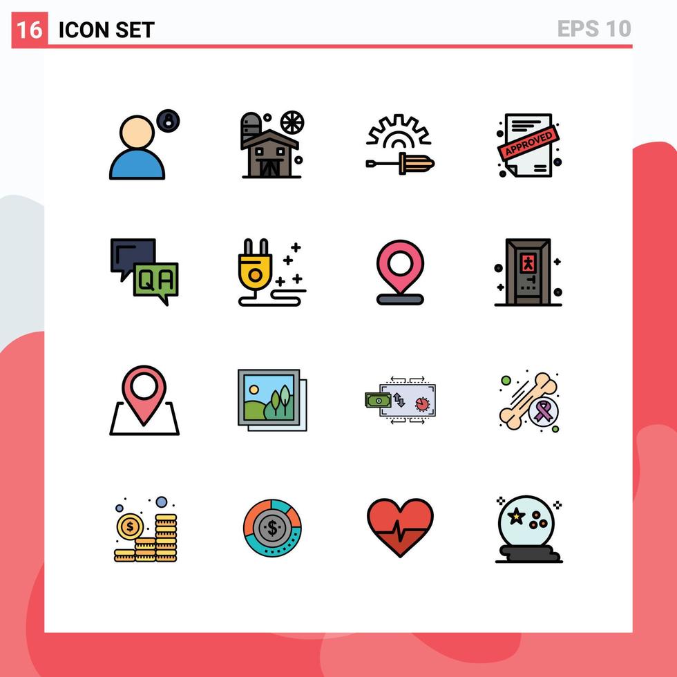 16 User Interface Flat Color Filled Line Pack of modern Signs and ...