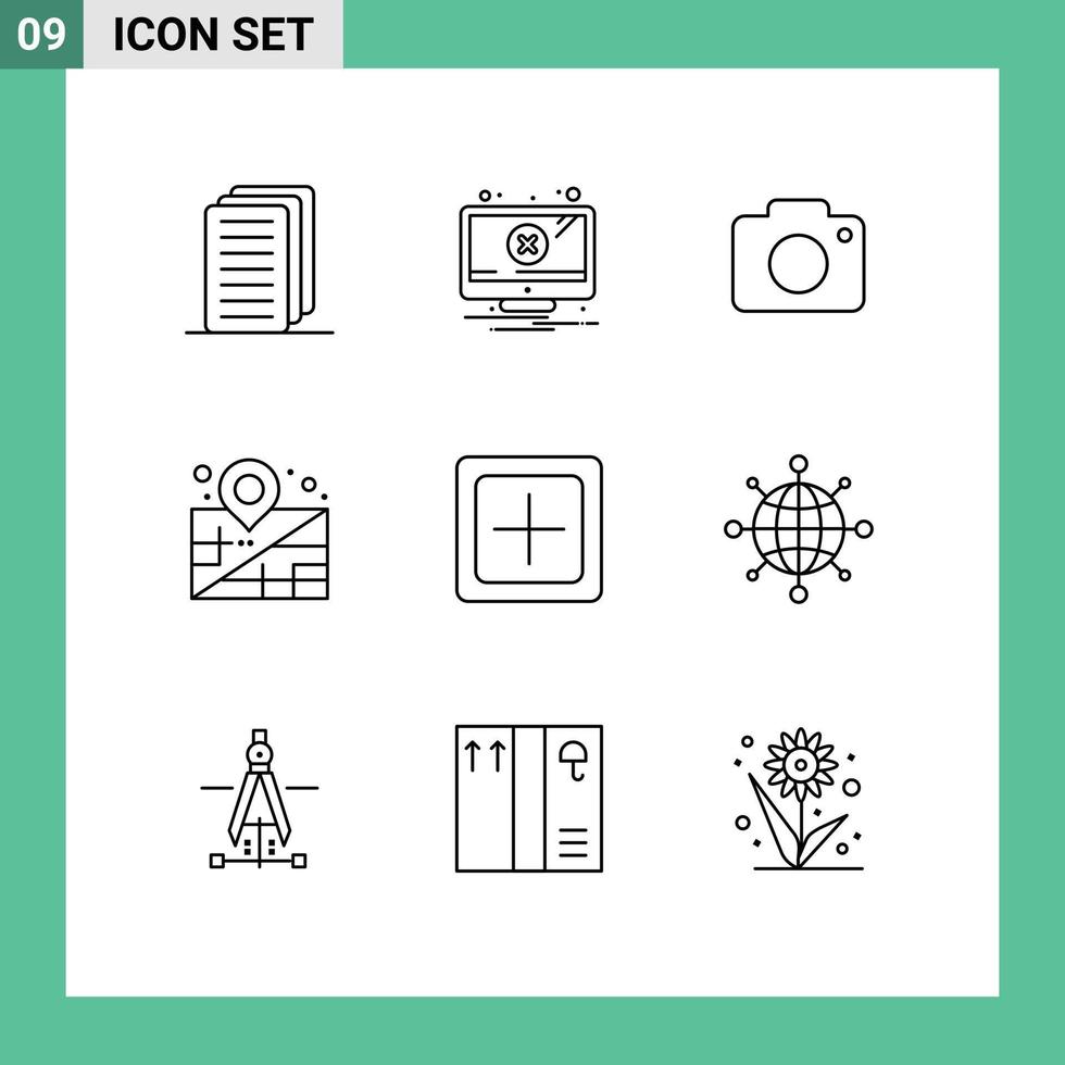 9 Universal Outlines Set For Web And Mobile Applications New Create Image Add Business Editable