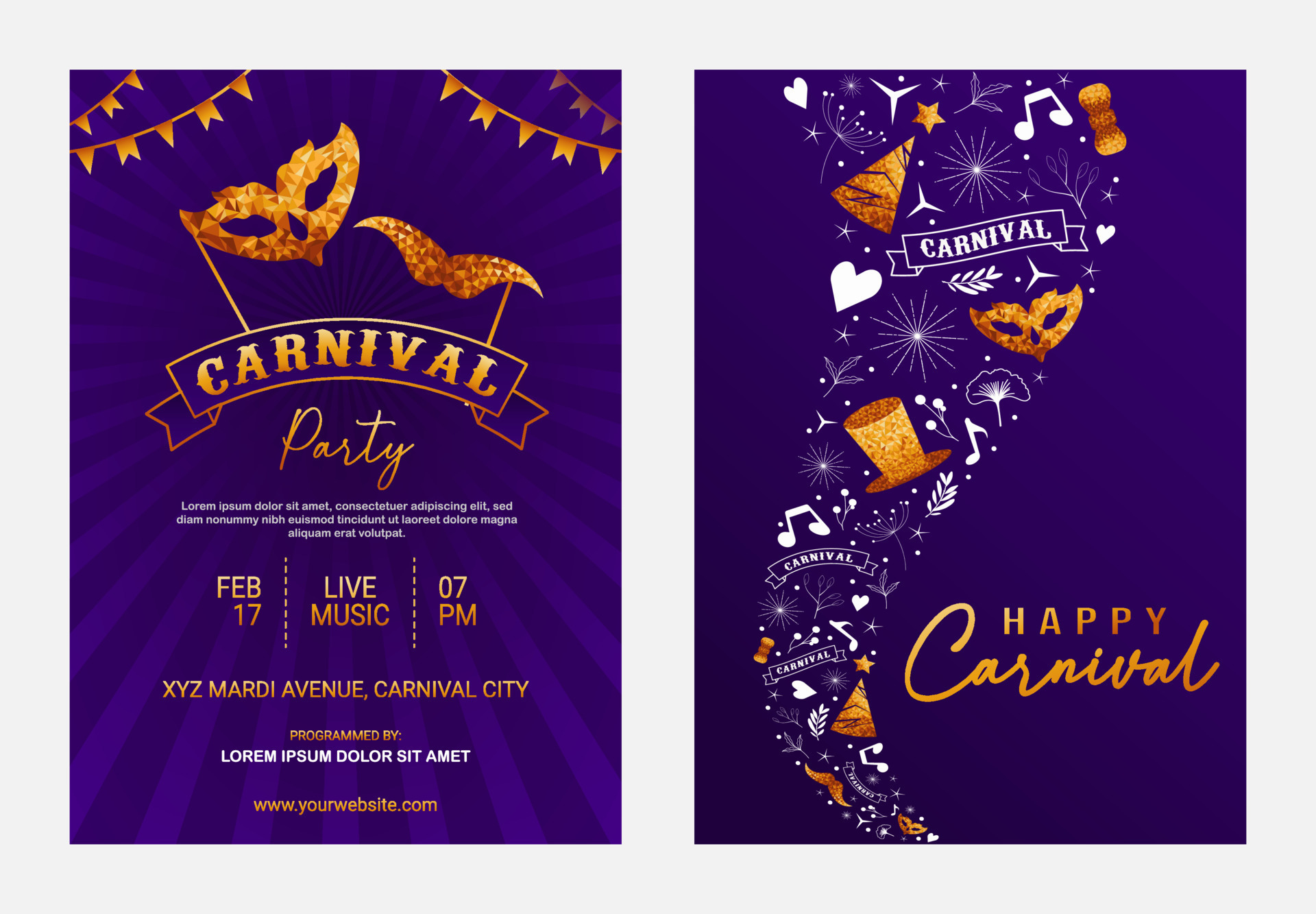 Brazilian Carnival Background Mardi Gras Party Vector Design for carnaval, mardi gras, festival ...