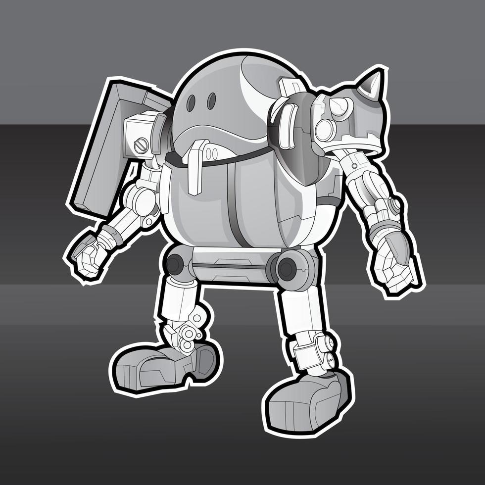 coloring picture Futuristic robot constructor flat icon set. Cartoon ...