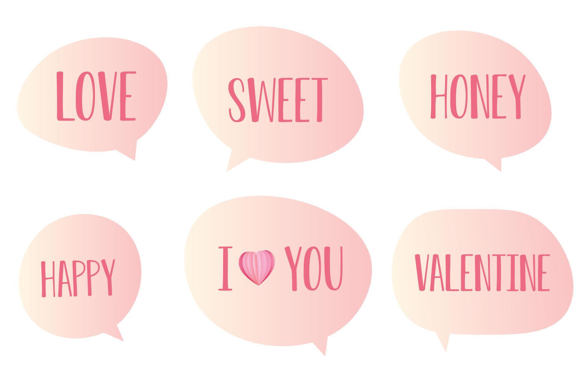 Set valentine speech bubbles on white background. chat vector with ...