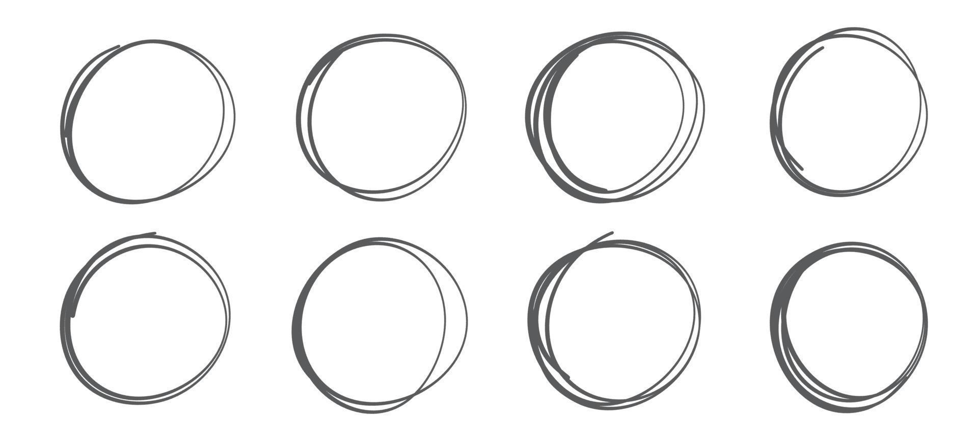 Set of hand drawn circles sketch frame, felt-tip pen ovals. Doodle ...