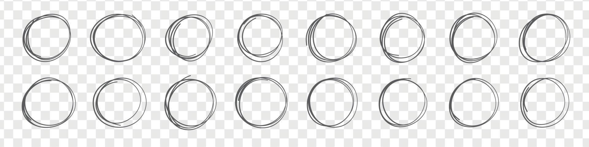 Set of hand drawn circles sketch frame, felt-tip pen ovals. Doodle ...