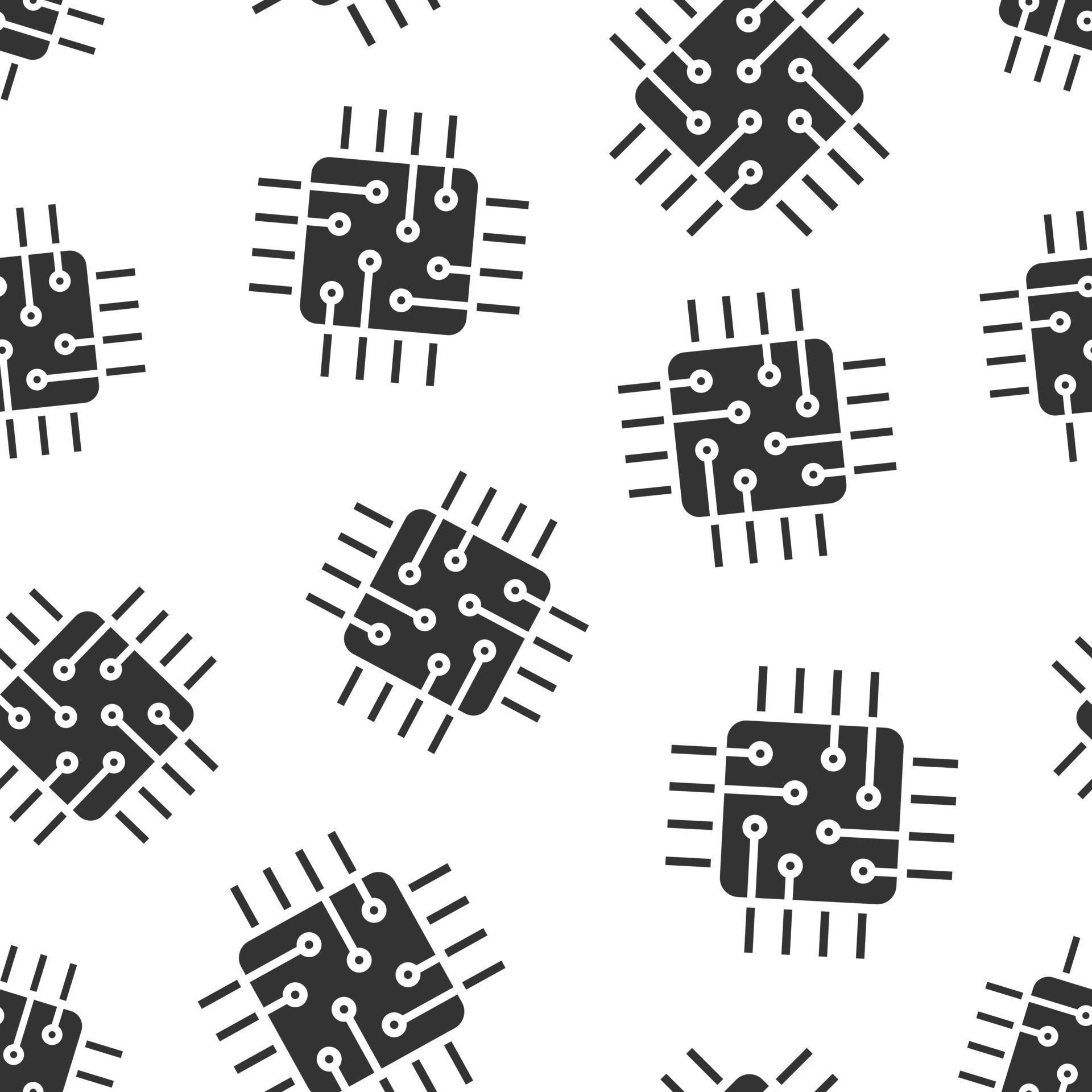 Computer cpu icon in flat style. Circuit board vector illustration on ...