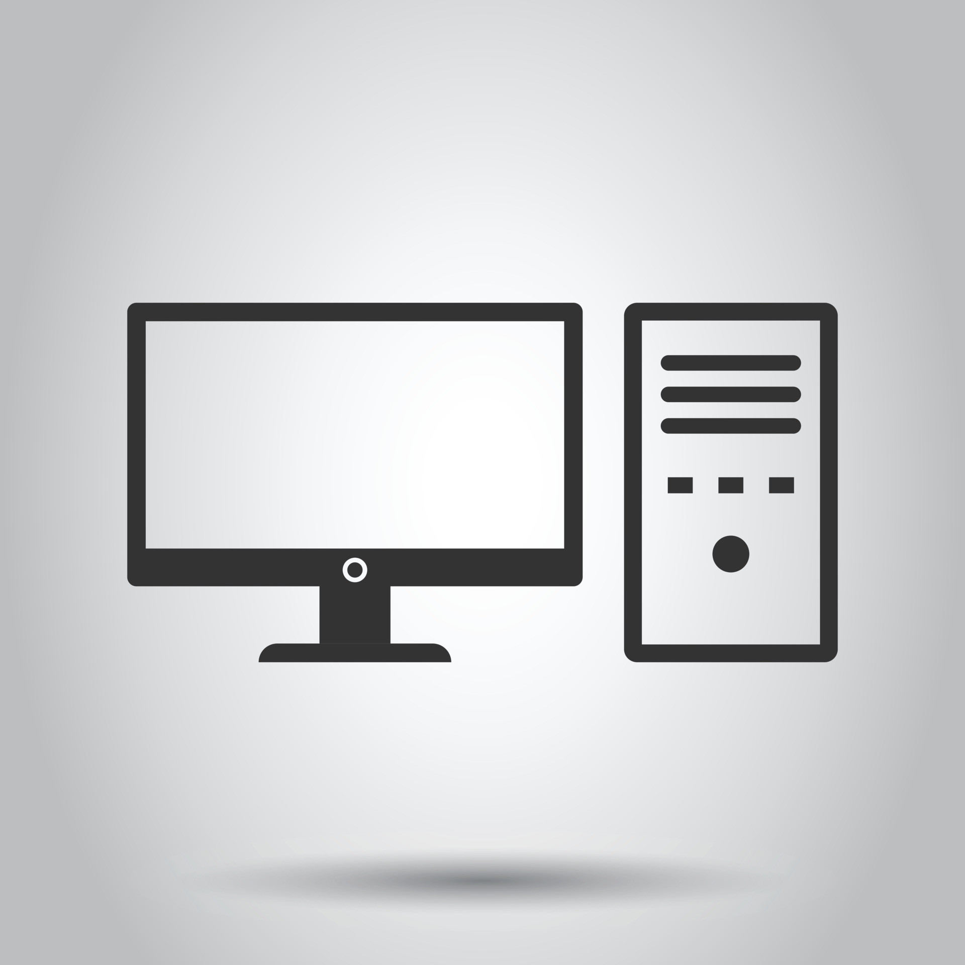 Pc computer icon in flat style. Desktop vector illustration on white ...