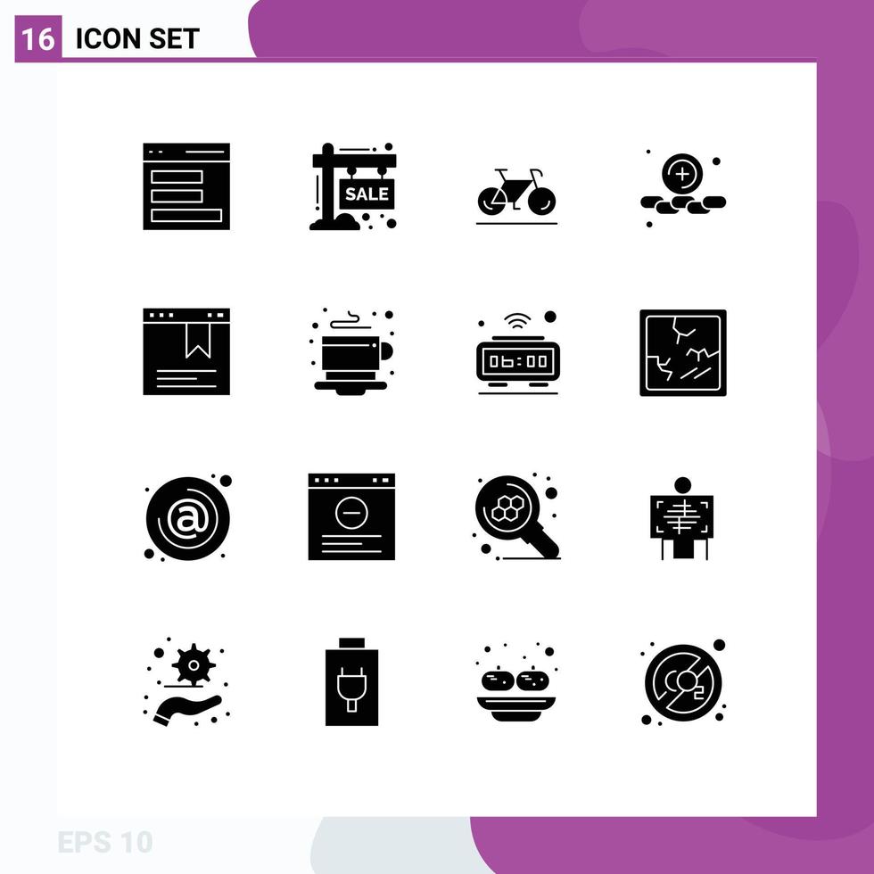 User Interface Pack of 16 Basic Solid Glyphs of page web season plus sport Editable Vector ...