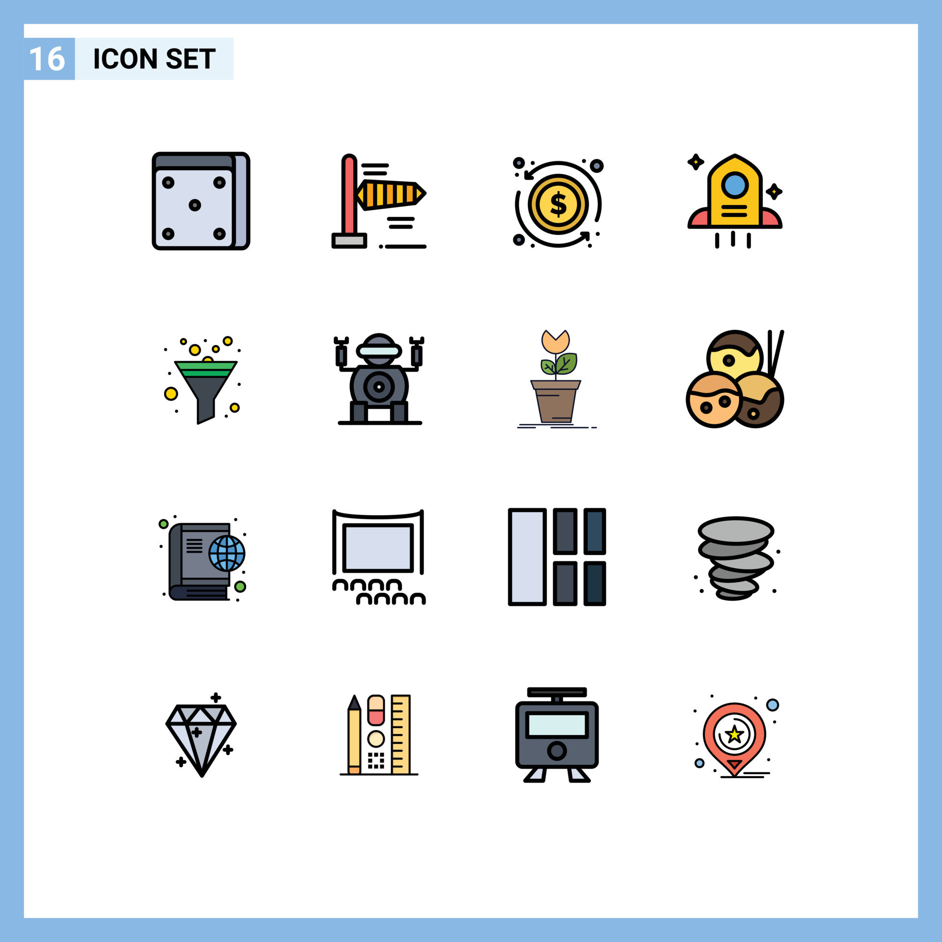 Set of 16 Modern UI Icons Symbols Signs for technology sort exchange ...