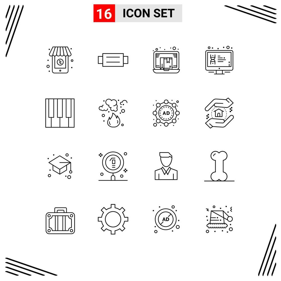 User Interface Pack Of 16 Basic Outlines Of Screen Lcd Drop Shipper Dna Online Editable Vector