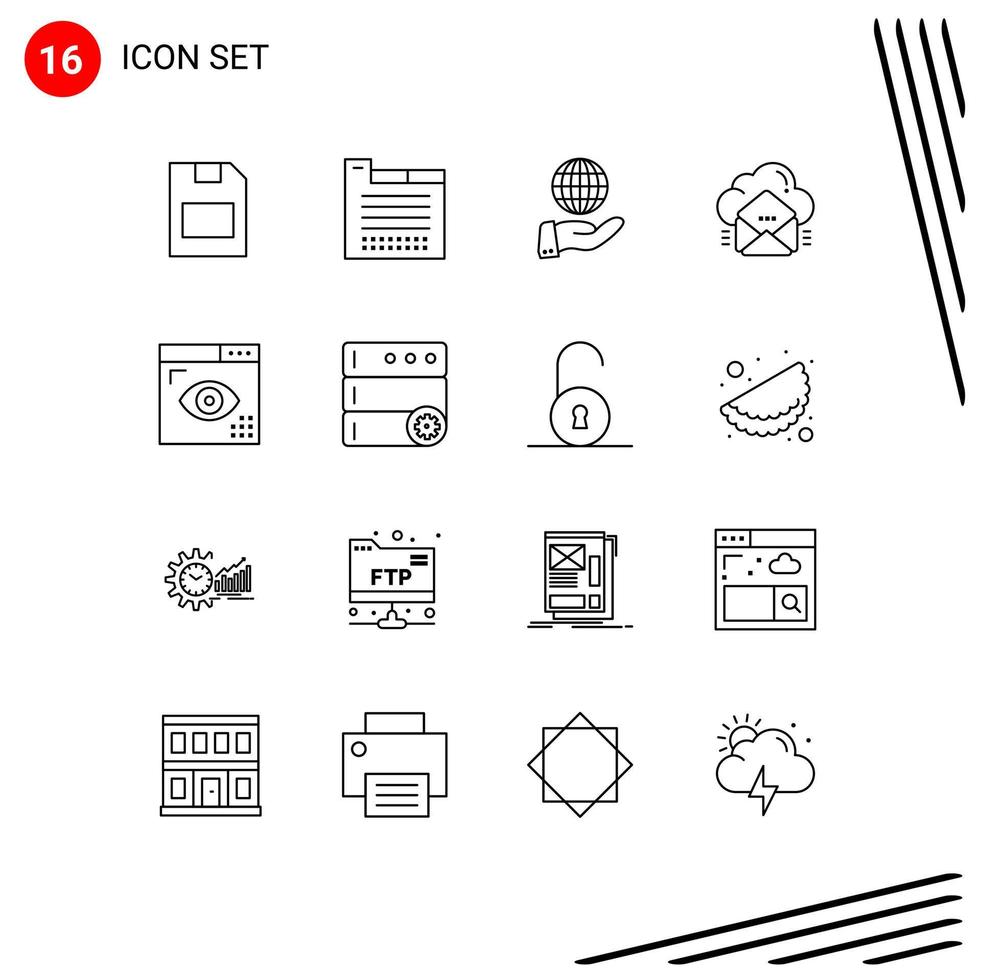Pack of 16 creative Outlines of coding data business email cloud ... Pack of 16 creative Outlines of coding data business email cloud ...