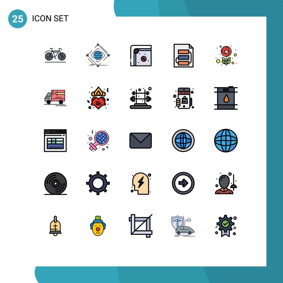 Editable Vector Line Pack Of 25 Simple Filled Line Flat Colors Of Tactic Planning Web File Play