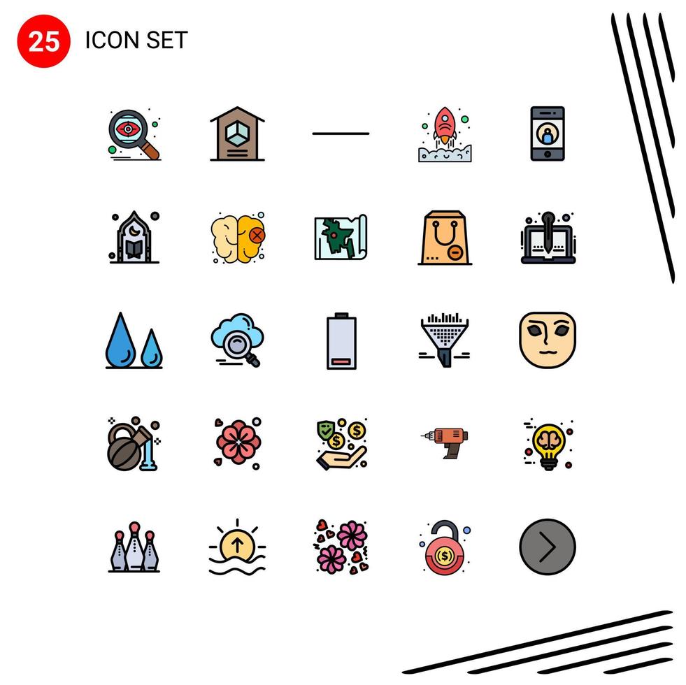 User Interface Pack Of 25 Basic Filled Line Flat Colors Of Media Add Stock Up Rocket Editable