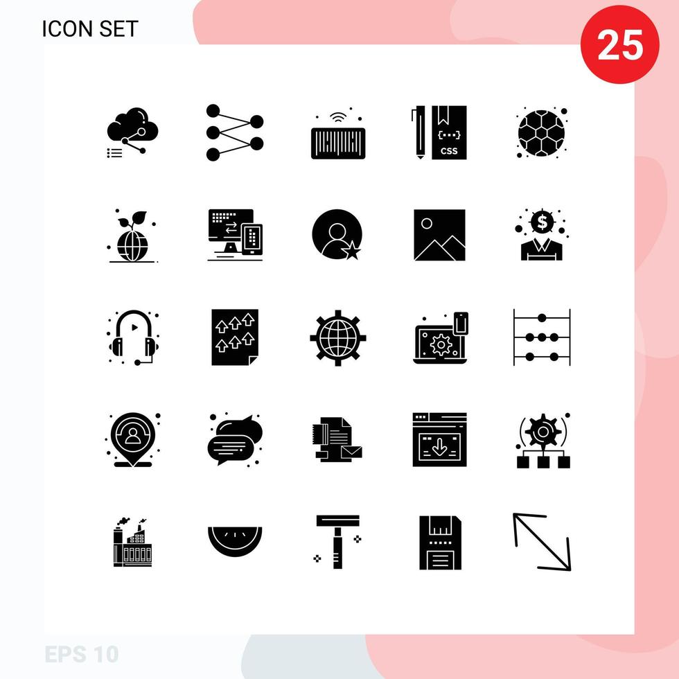 Universal Icon Symbols Group of 25 Modern Solid Glyphs of ball develop ...