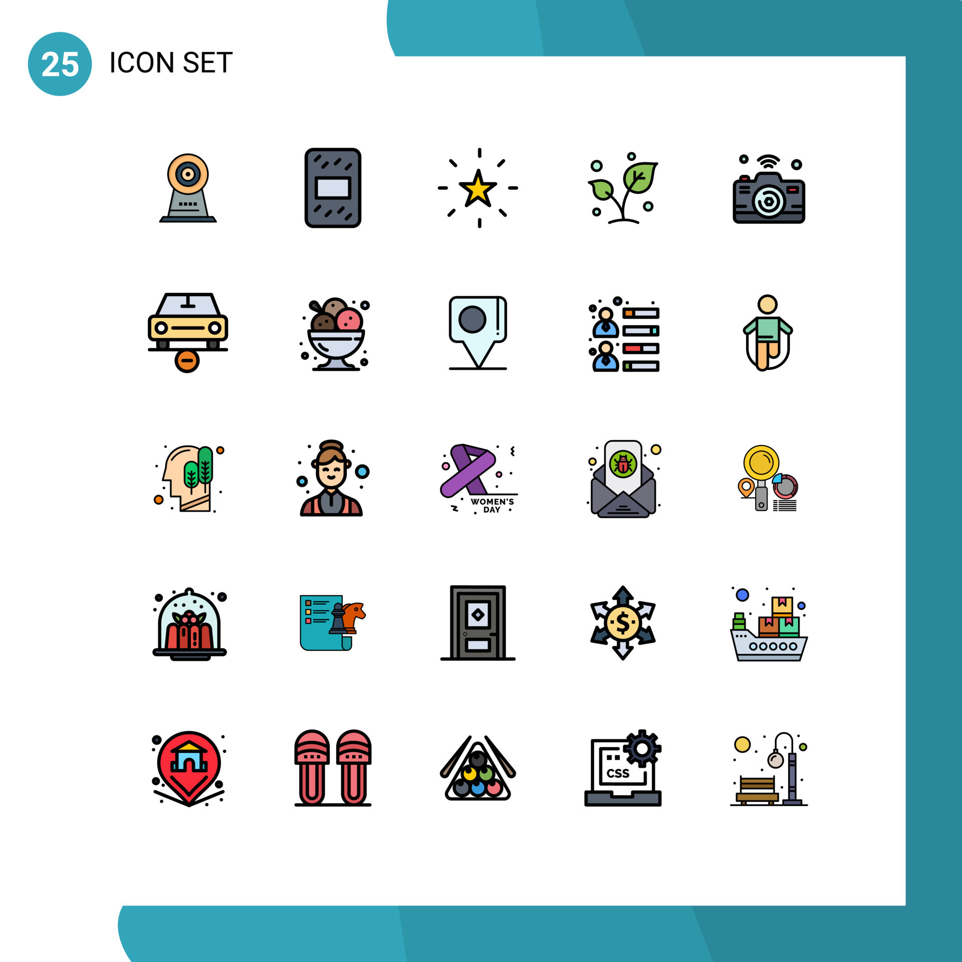 Pictogram Set Of 25 Simple Filled Line Flat Colors Of Image Tree Favorite Sprout Nature Editable