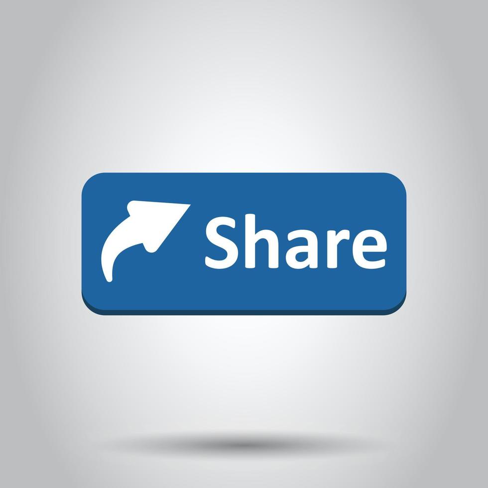 Share button icon in flat style. Arrow sign vector illustration on ...