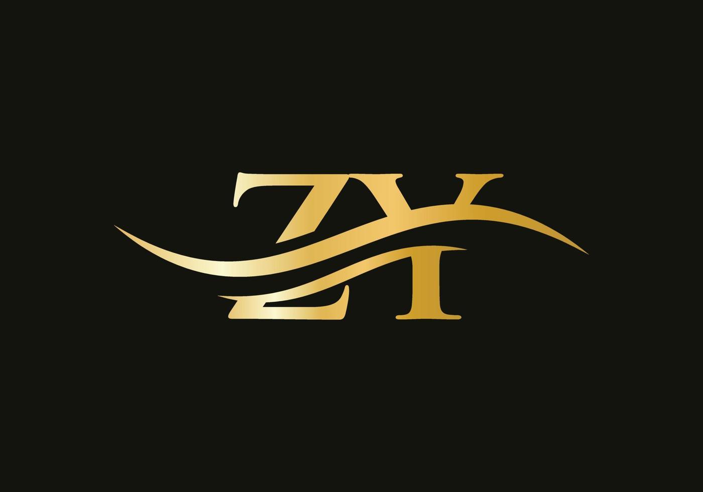 Initial ZY letter linked logo vector template. Swoosh letter ZY logo design. ZY Logo design ...