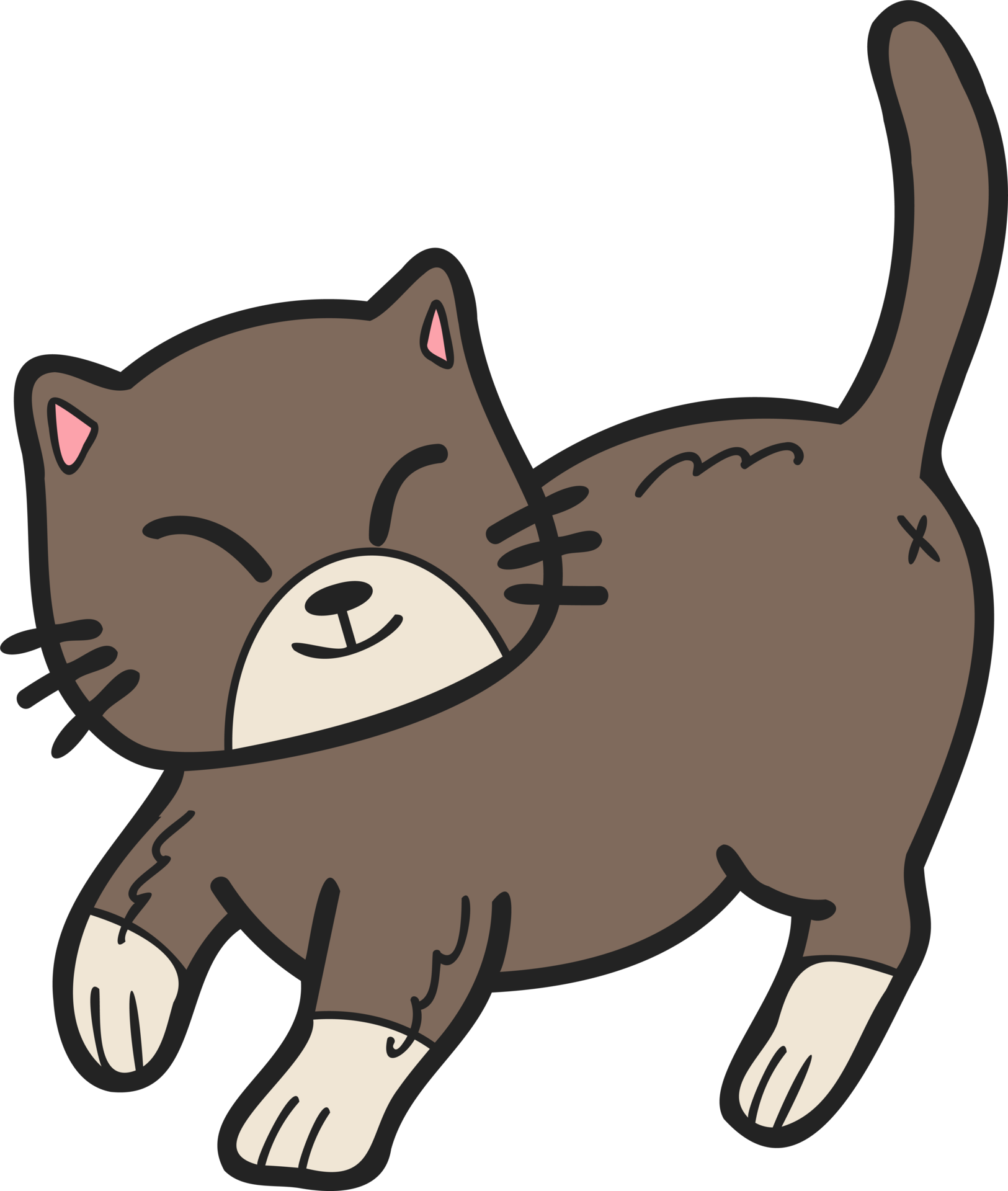 Hand Drawn Walking Cat Illustration In Doodle Style 17303035 Png