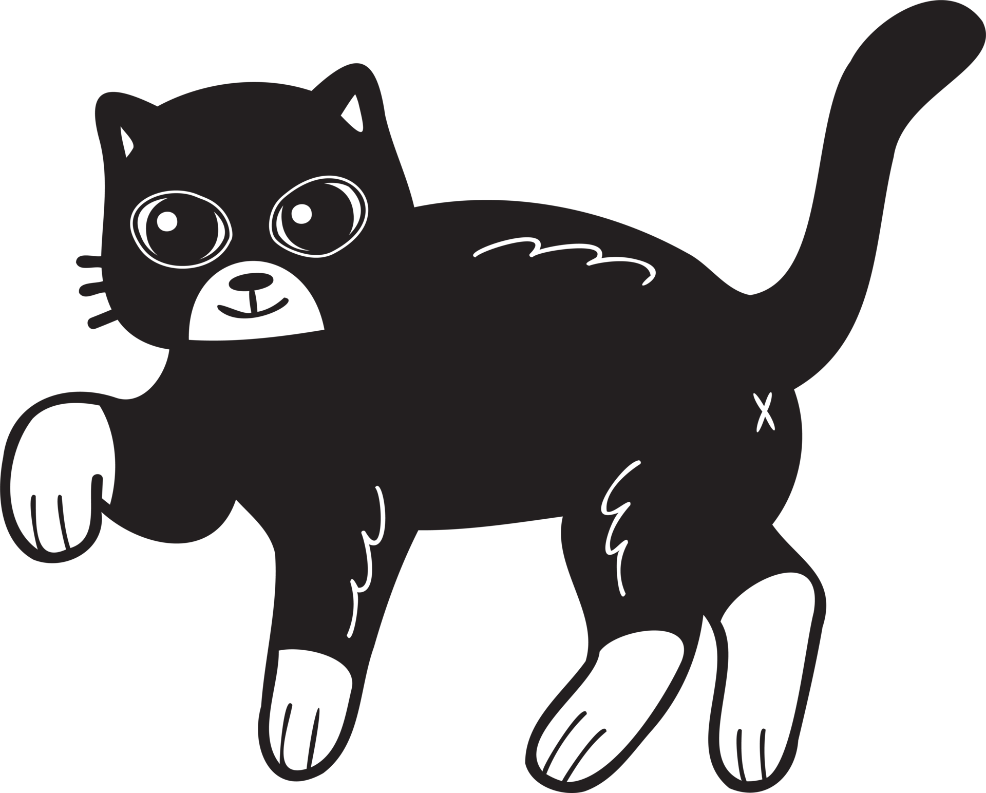 Hand Drawn Walking Cat Illustration In Doodle Style 17303113 Png