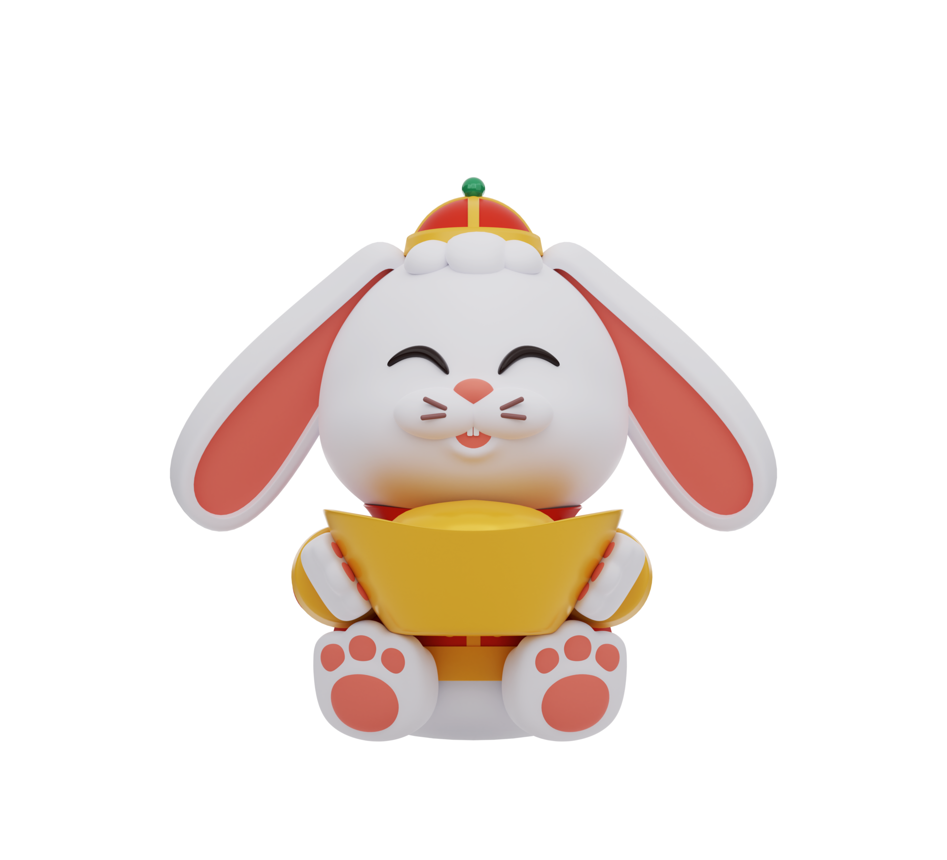 Cute Rabbit In Traditional Chinese Clothing Holding Gold Ingot Chinese cute-rabbit-in-traditional-chinese-clothing-holding-gold-ingot-chinese
