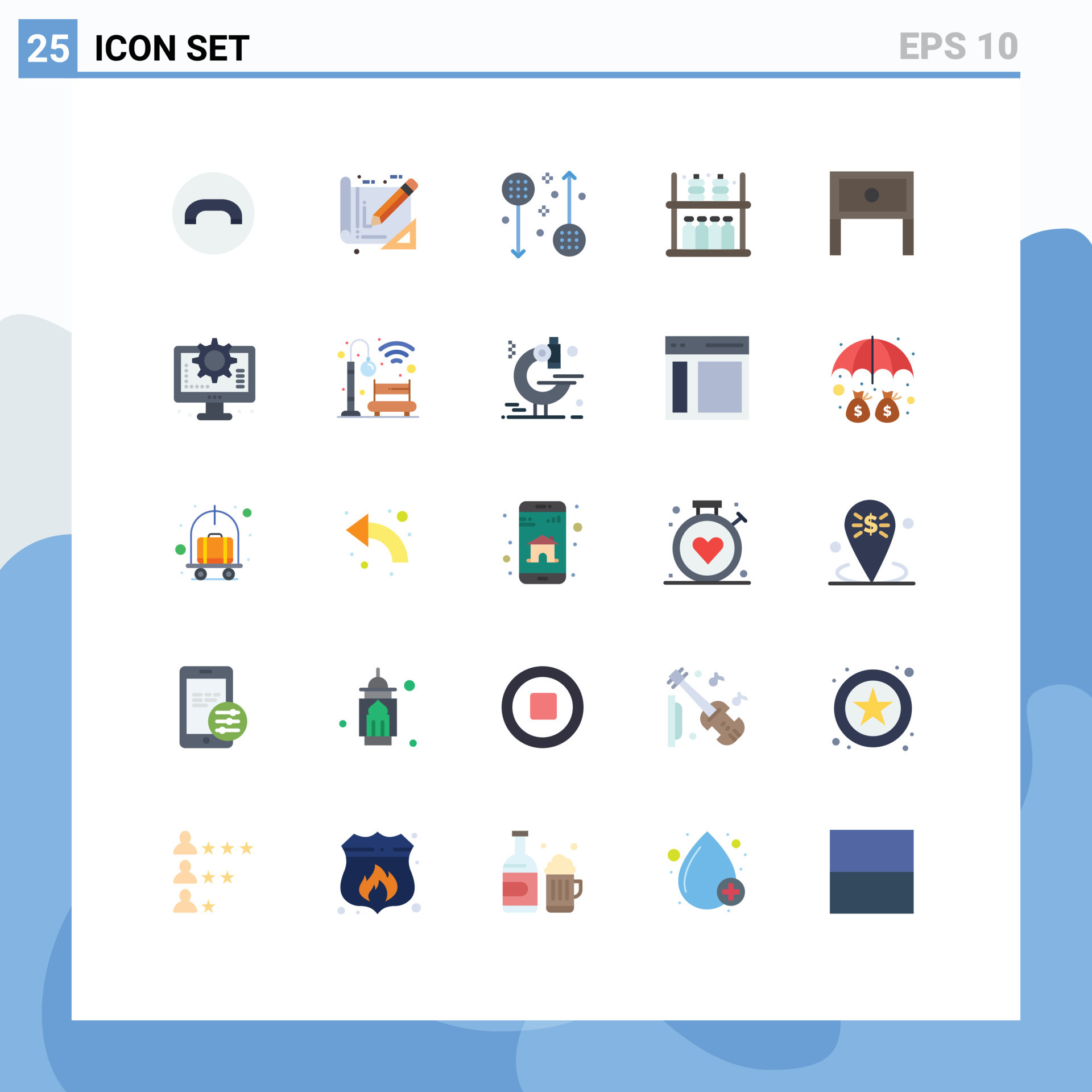 Set Of 25 Modern Ui Icons Symbols Signs For Home Supermarket Female Shelf Furniture Editable