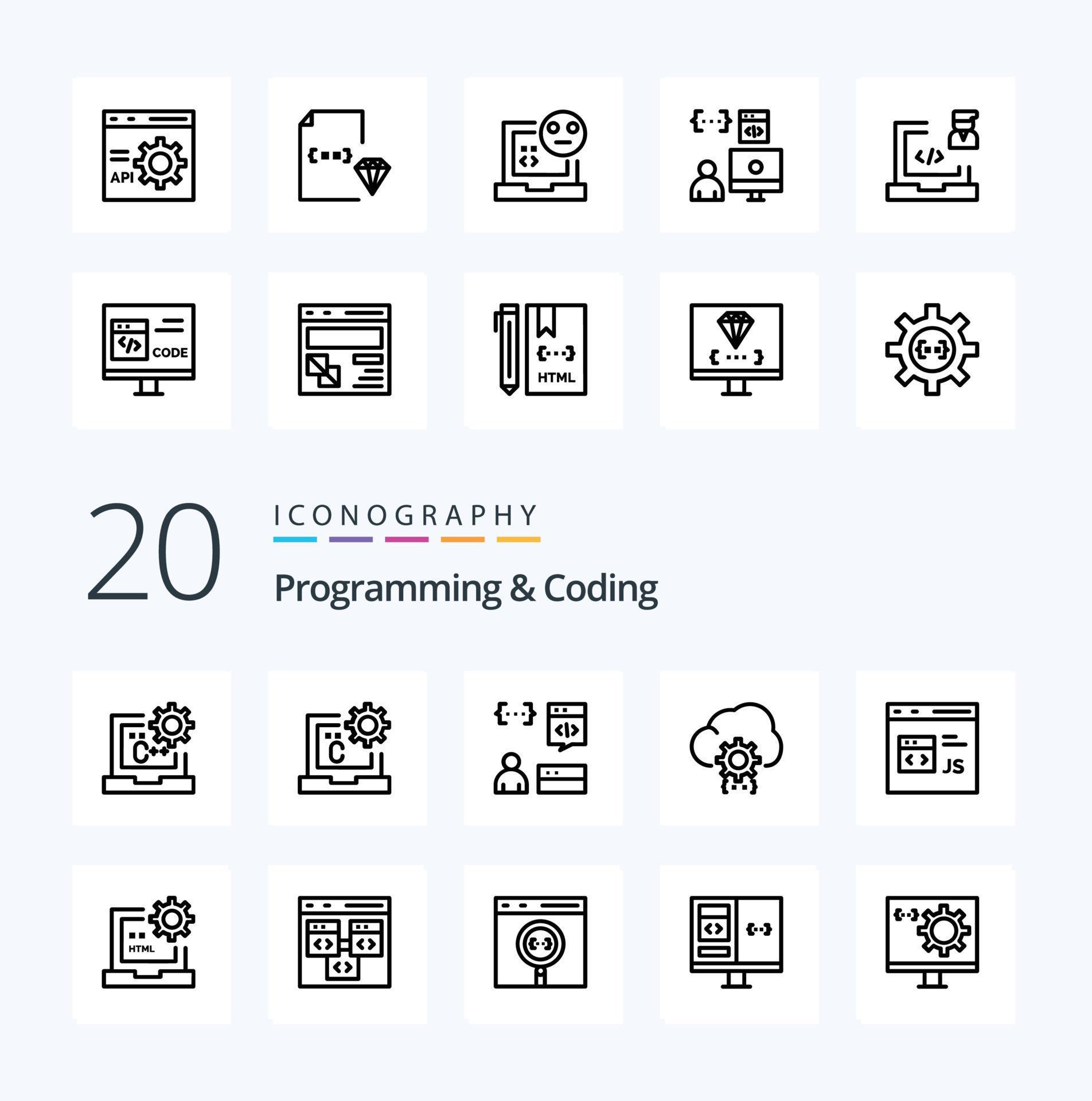 20 Programming And Coding Line Icon Pack Like Develop Bad Development
