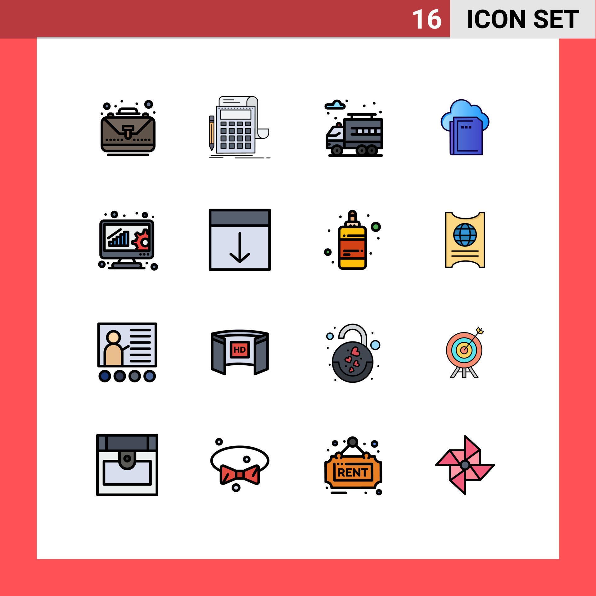 Stock Vector Icon Pack of 16 Line Signs and Symbols for data analytics ...