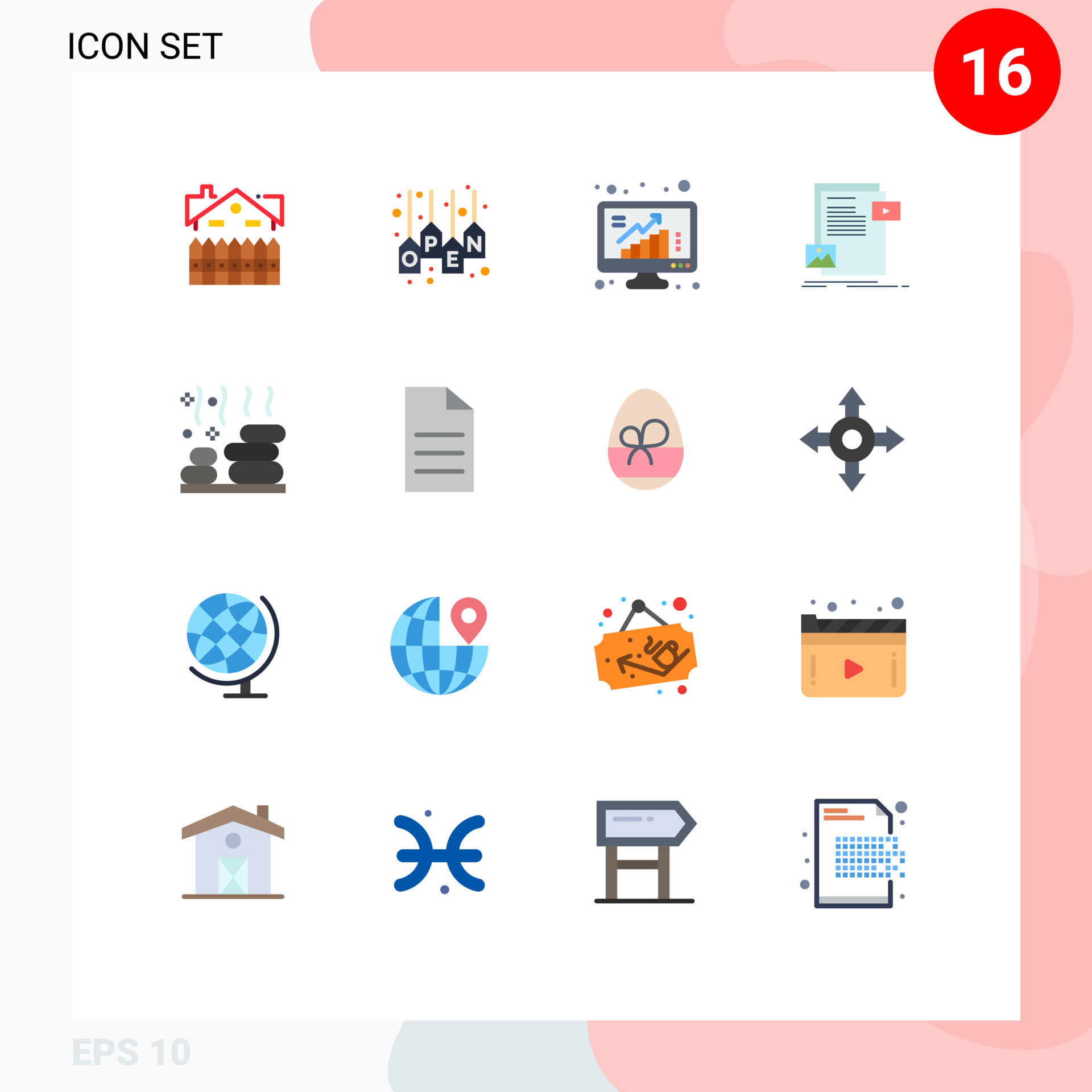 User Interface Pack Of 16 Basic Flat Colors Of File Data Tag Data Graph Editable Pack Of