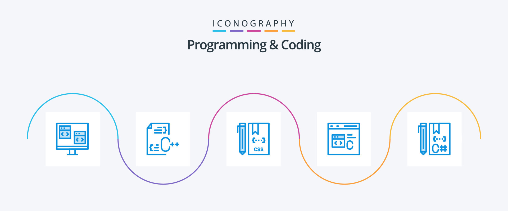 Programming And Coding Blue 5 Icon Pack Including Coding C Development Development Css
